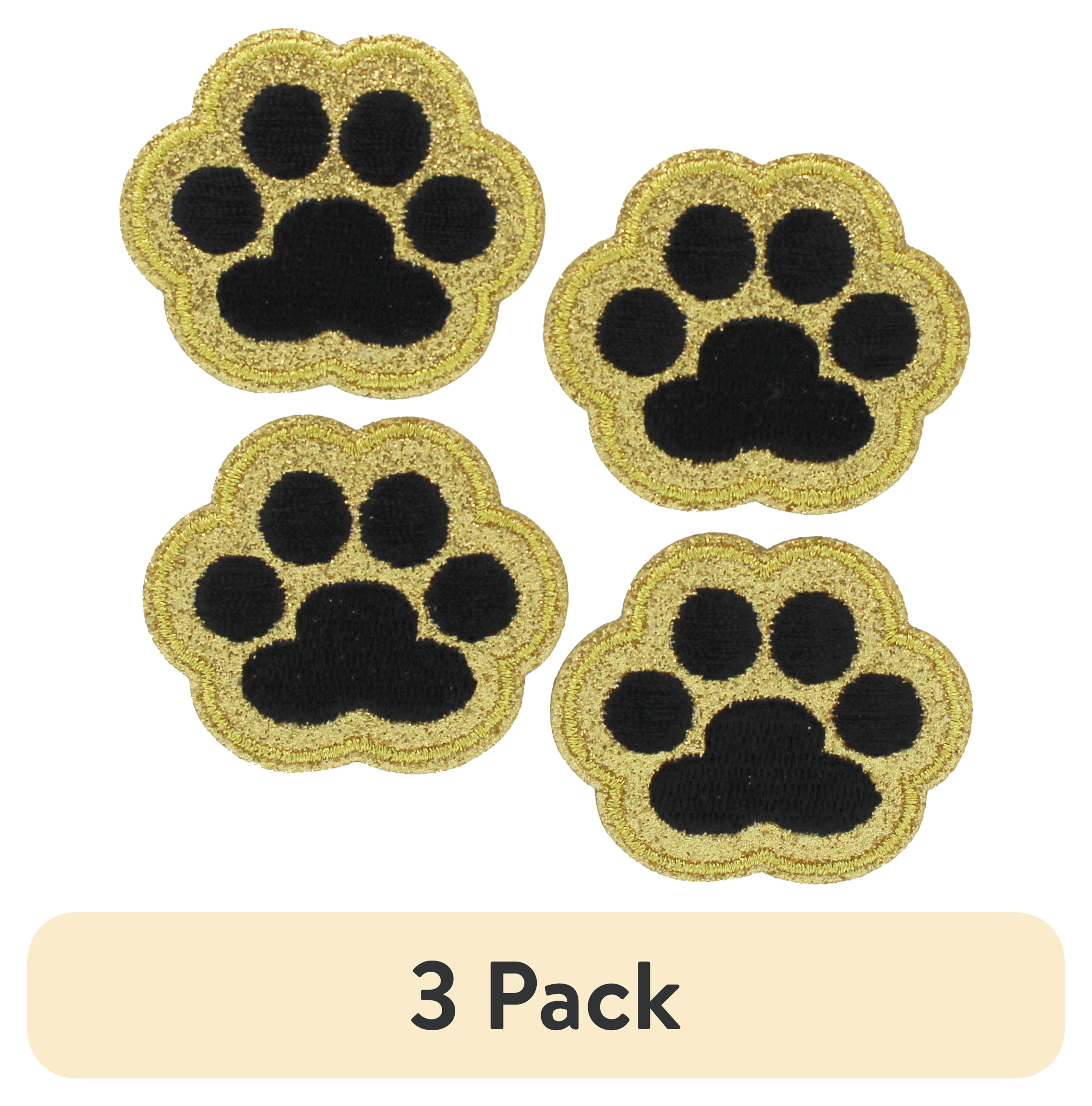 (3 pack) Gwen Studios Embroidered Black Paw Print Iron-on Patch Appliques, 1.9" x" 1.6", 4CT ...