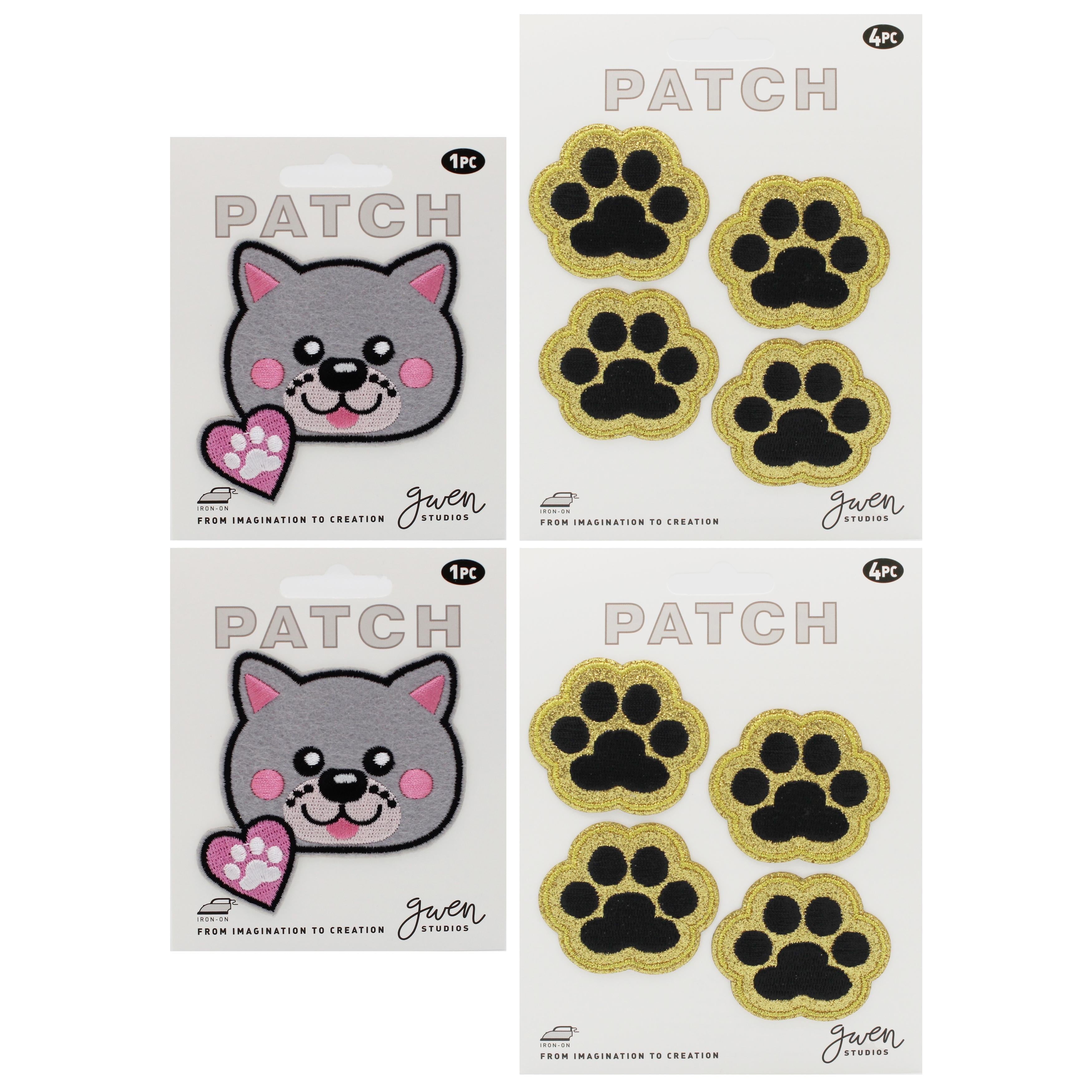 Gwen Studios Embroidered Cat and Paw Iron-on Patch Appliques, 10PC ...