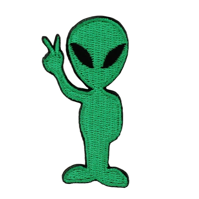 Gwen Studios Embroidered Green Alien Iron-on Patch Applique, 2.4" x 1.1 ...