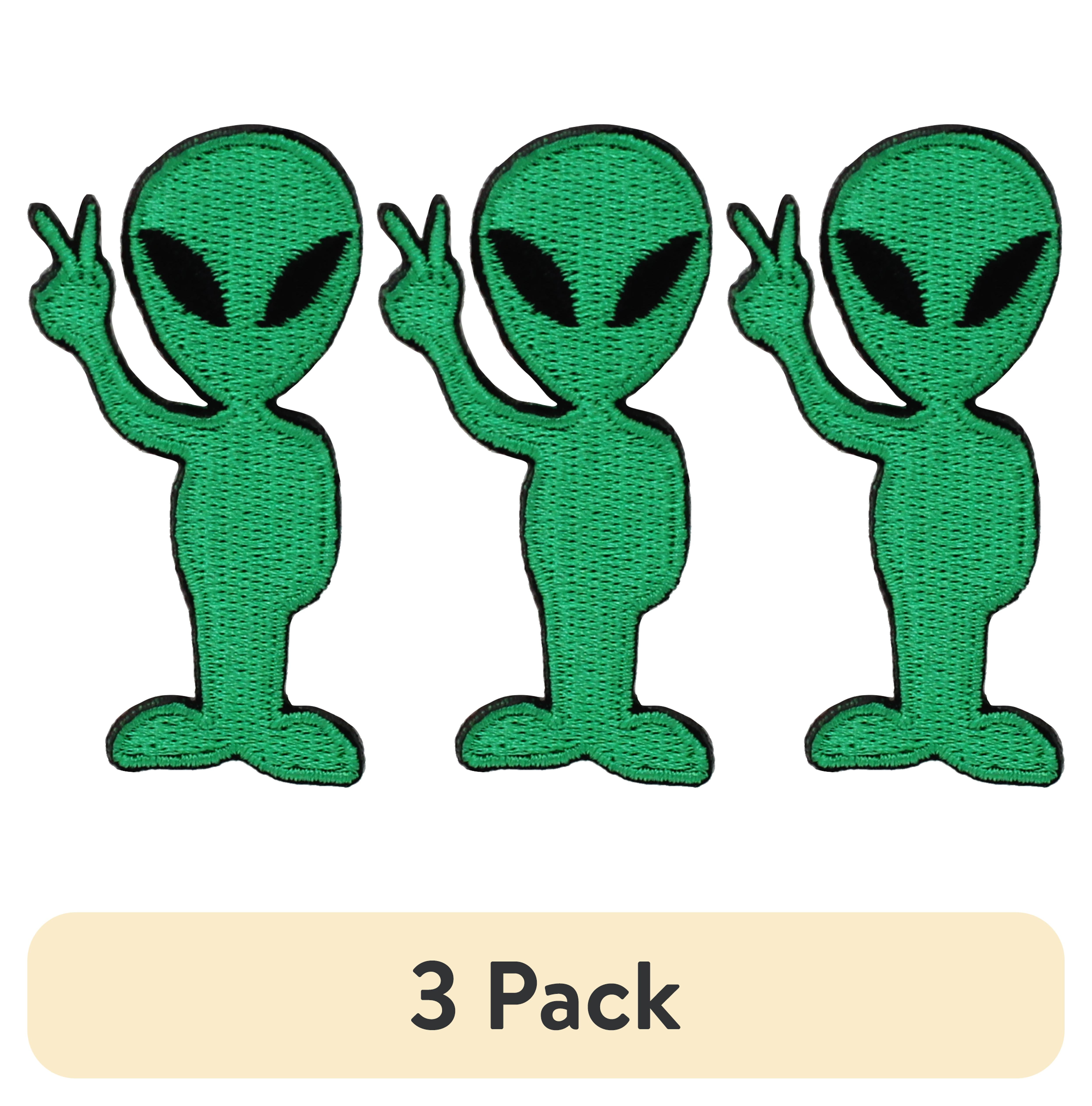 (3 pack) Gwen Studios Embroidered Green Alien Iron-on Patch Applique, 2 ...