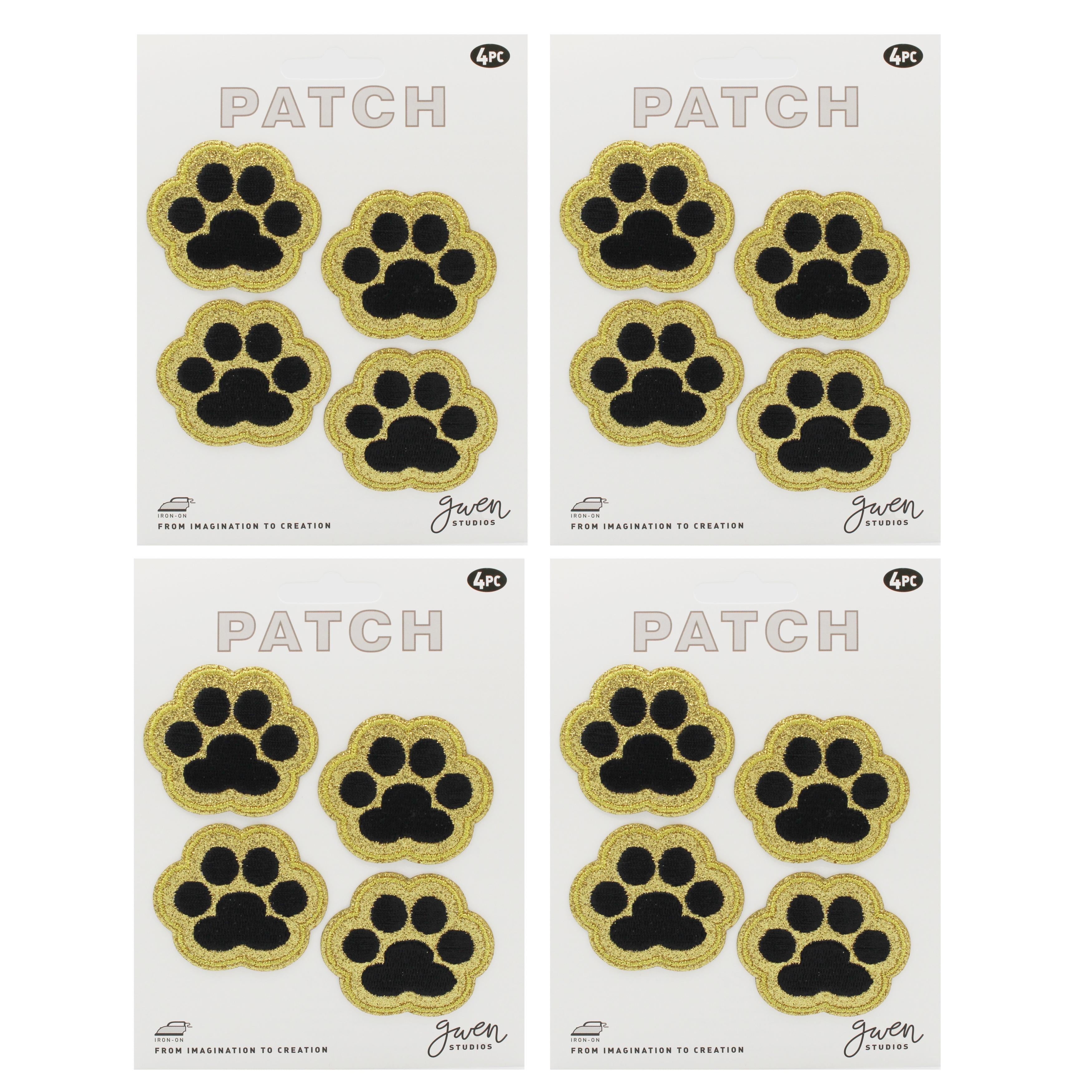 Gwen Studios Embroidered Paw Print Iron-on Patch Appliques, Gold and ...