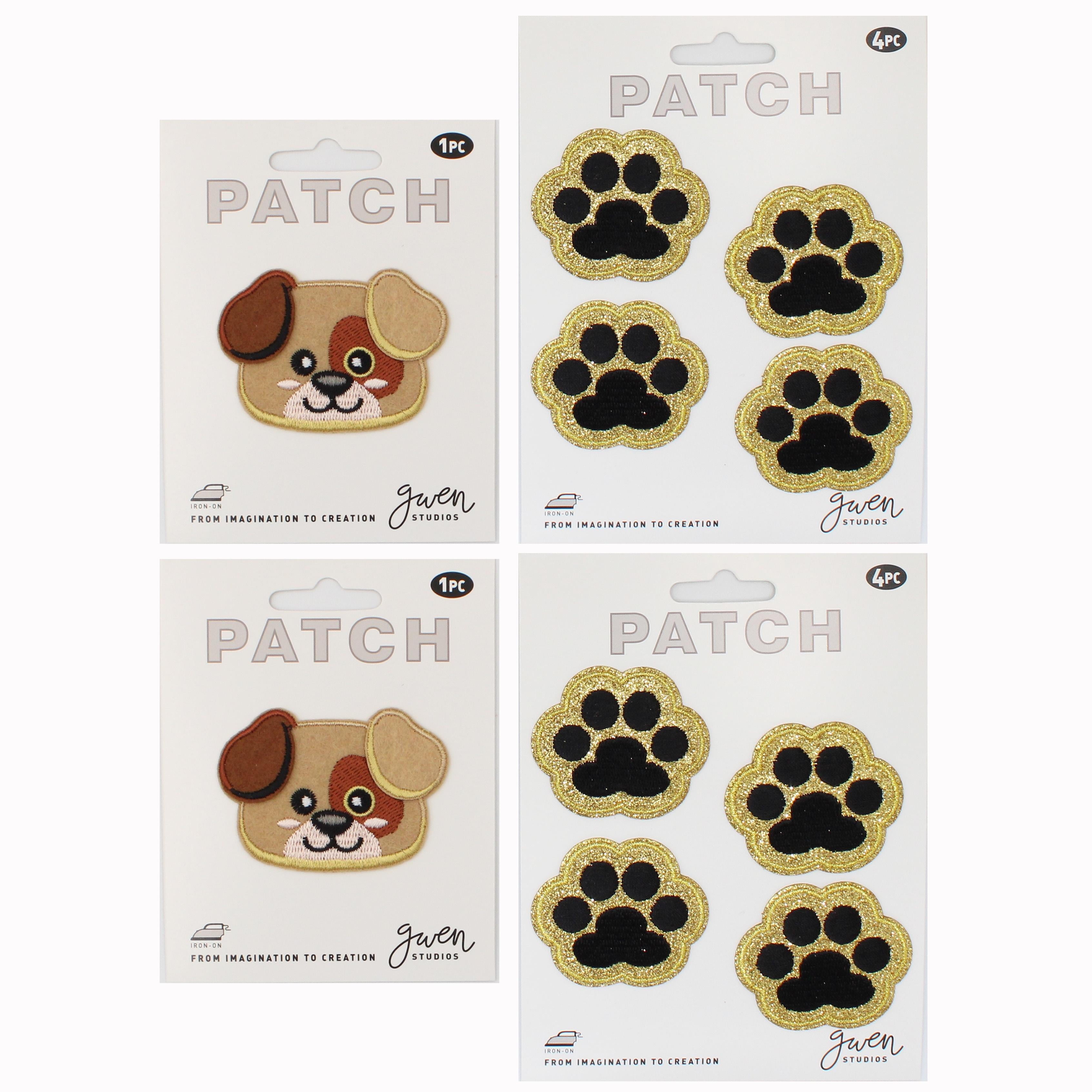 Gwen Studios Embroidered Puppy Dog and Paw Print Iron-on Patch ...