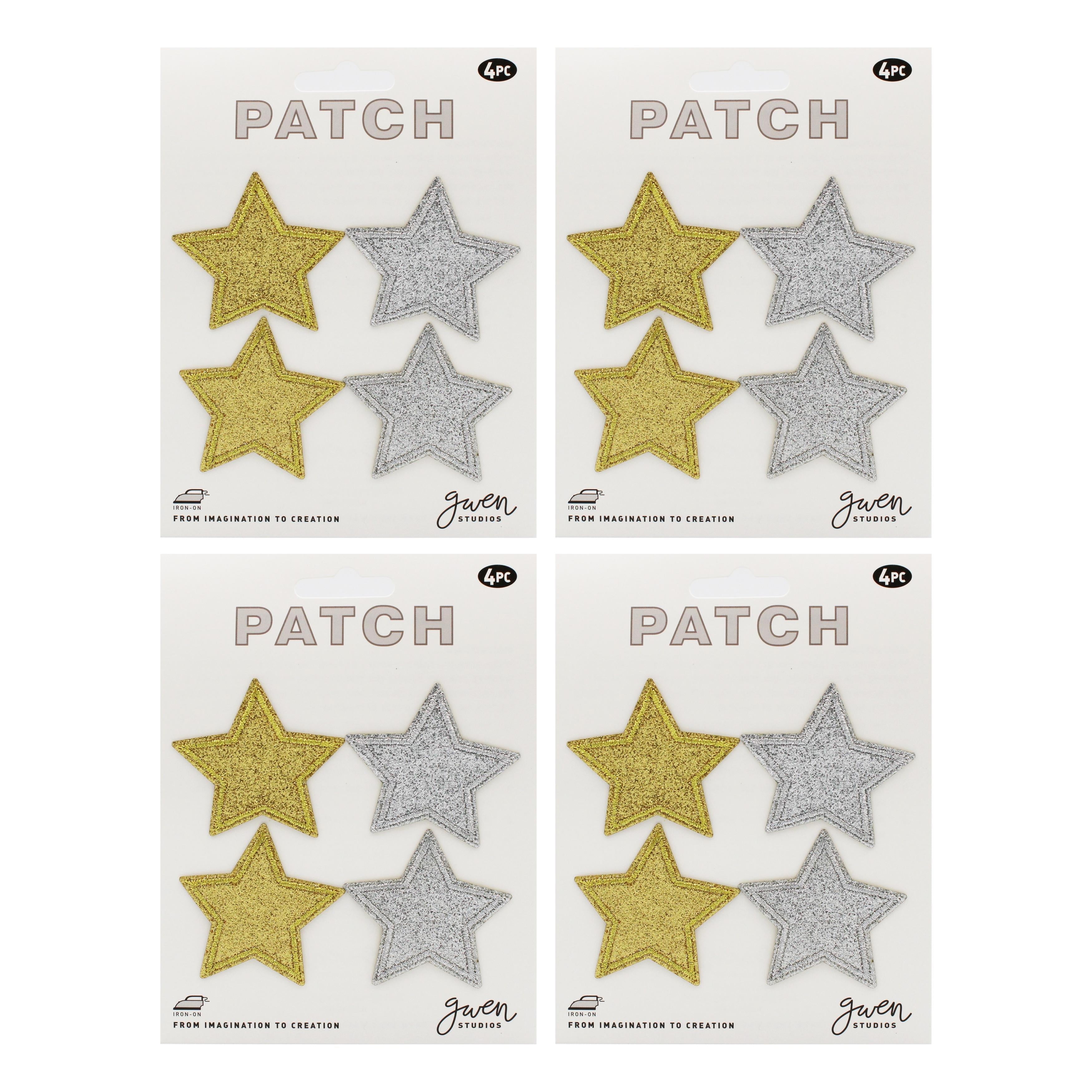 Gwen Studios Gold and Silver Star Embroidered Iron-on Patch Appliques, 2" x 1.8", 16PC - Walmart.com