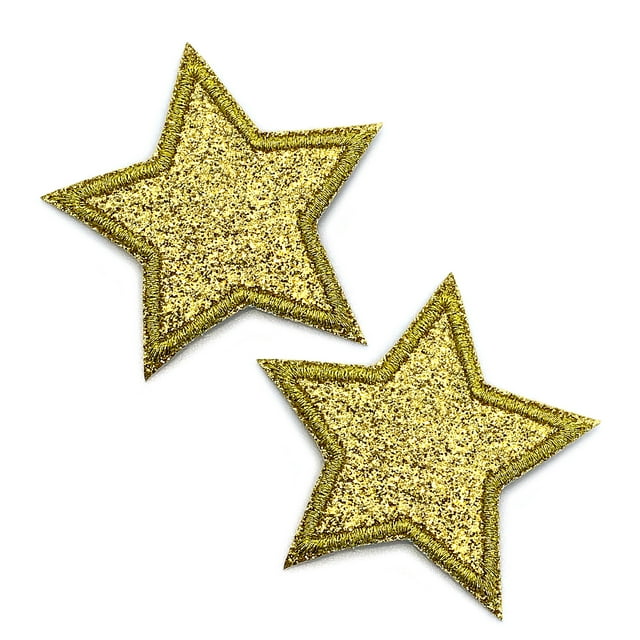 Gwen Studios Metallic Gold Star Embroidered Iron-on Patch Appliques, 2 ...