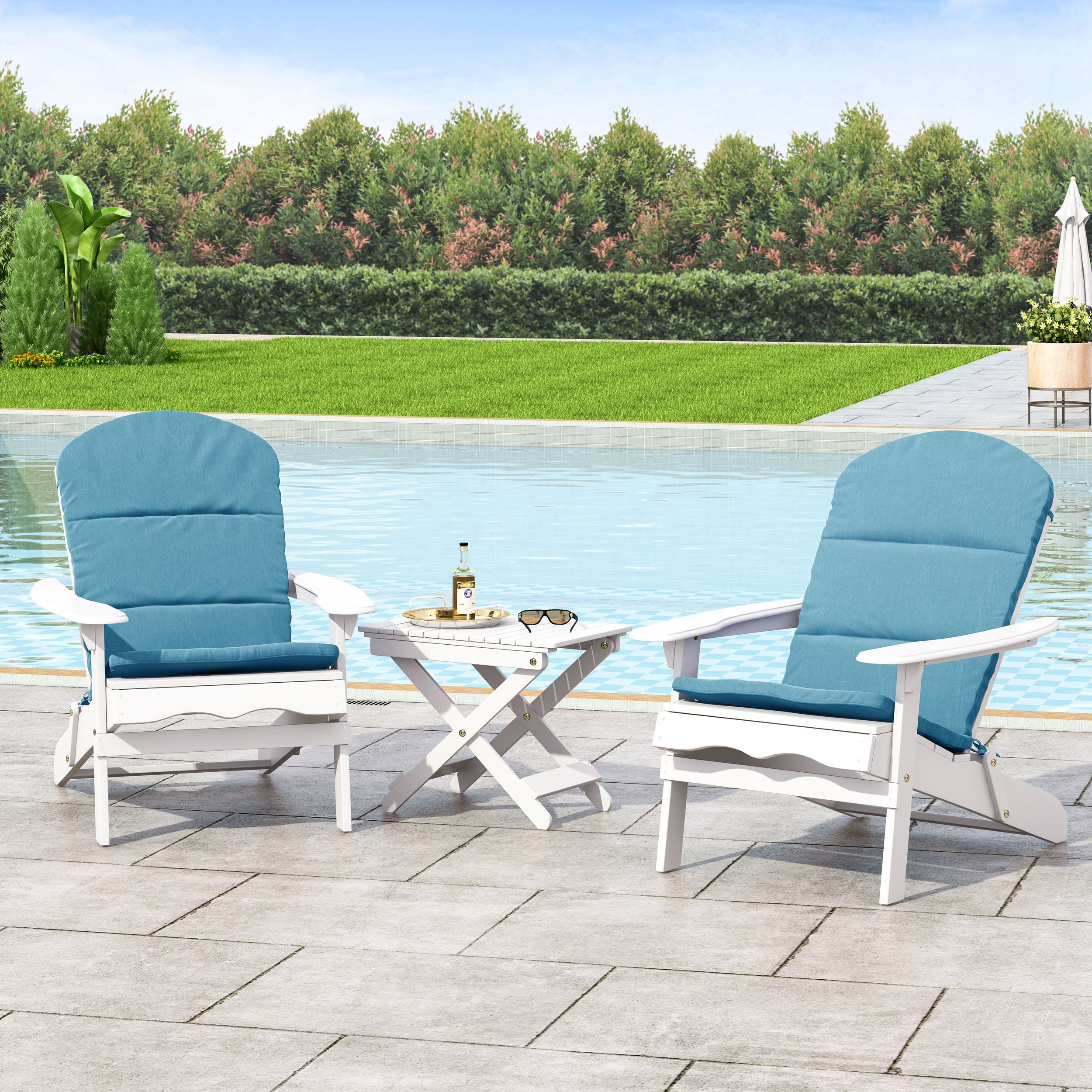 Gwendolyn Outdoor 2 Seater Acacia Wood Chat Set with Water Resistant ...