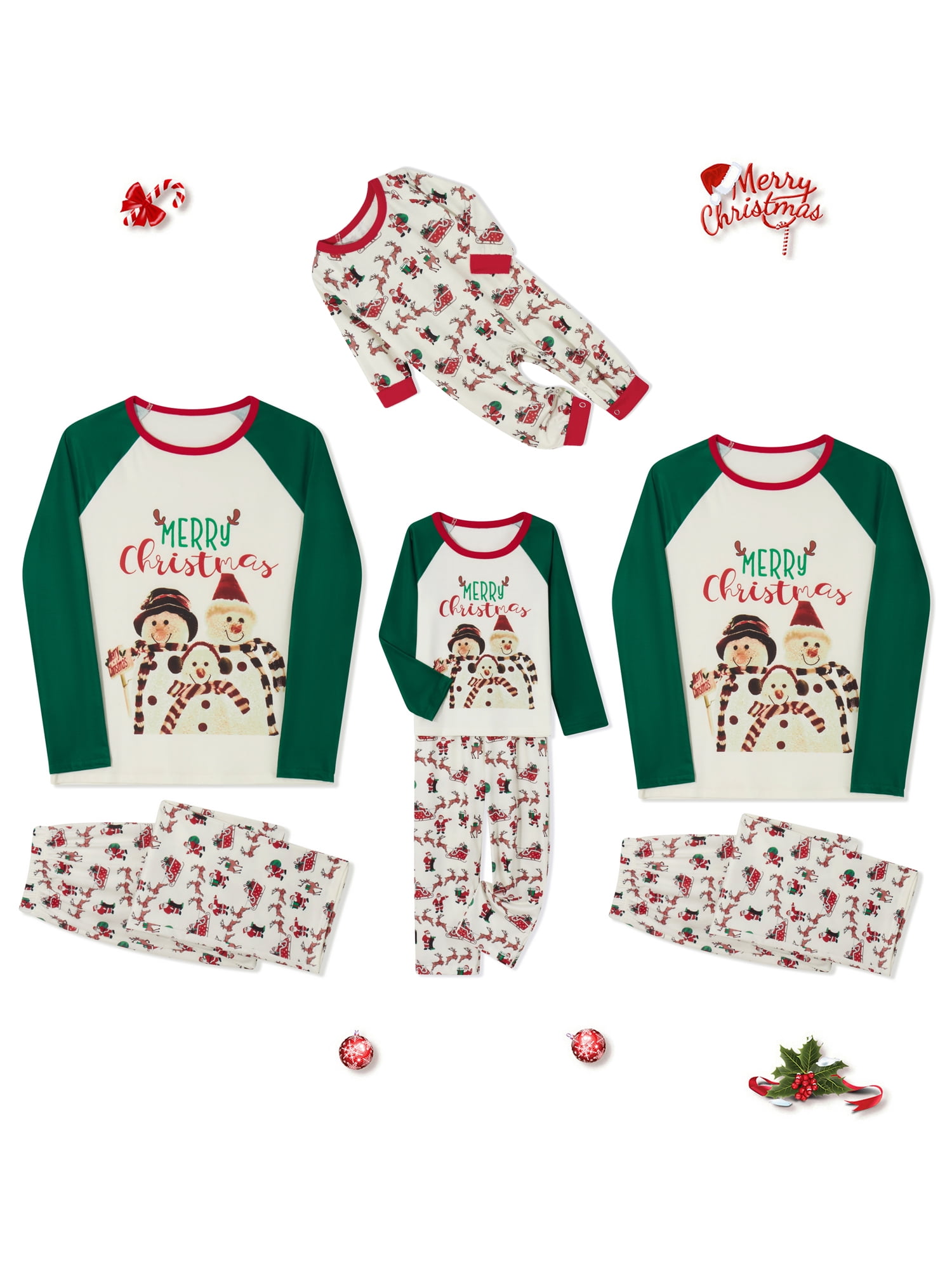 Gwiyeopda Family Matching Christmas Pajamas with Snowman Pattern Tops ...