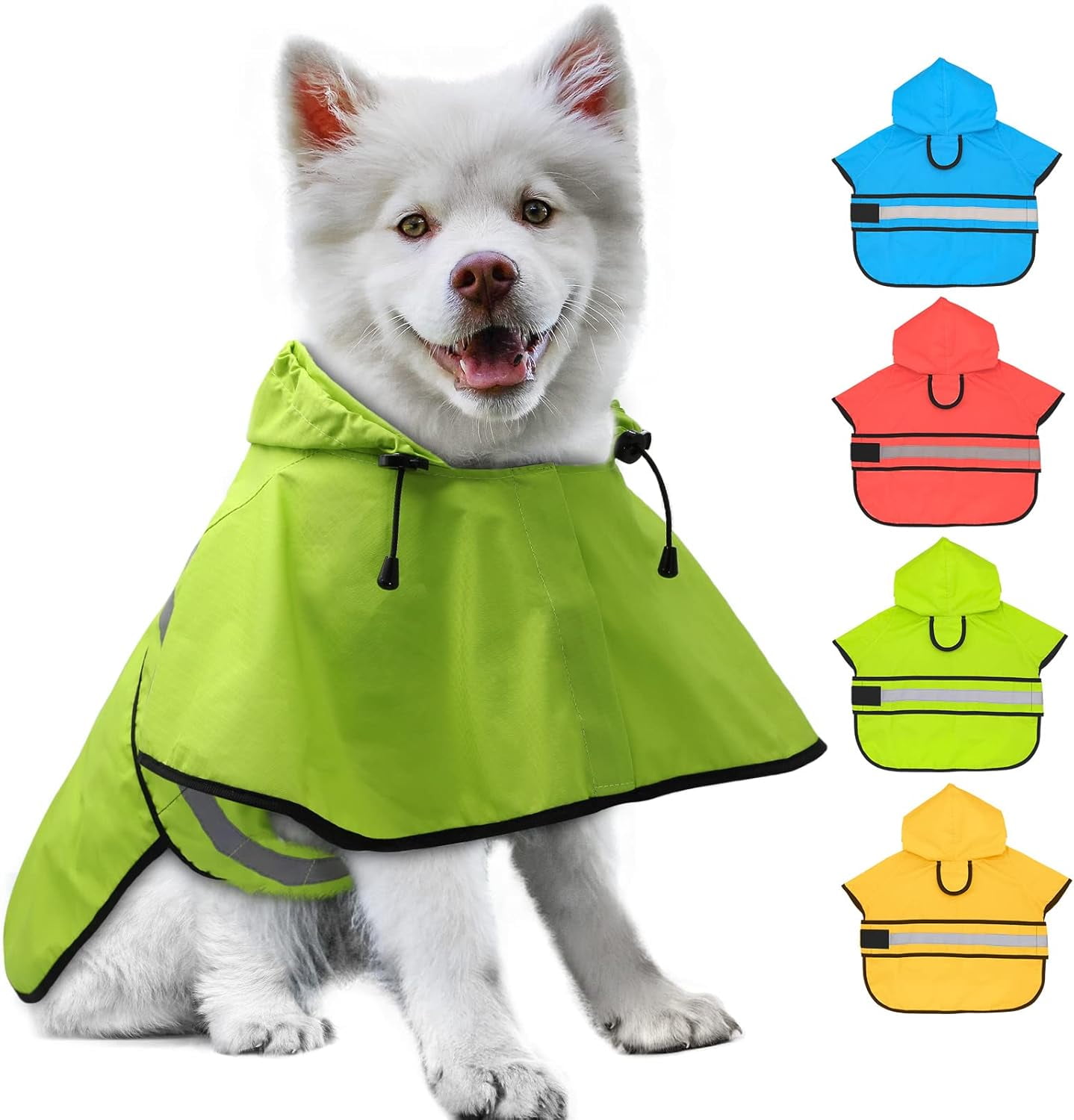Gwlyn Dog Raincoat, Waterproof Reflective Pet Rain Jacket with Leash ...