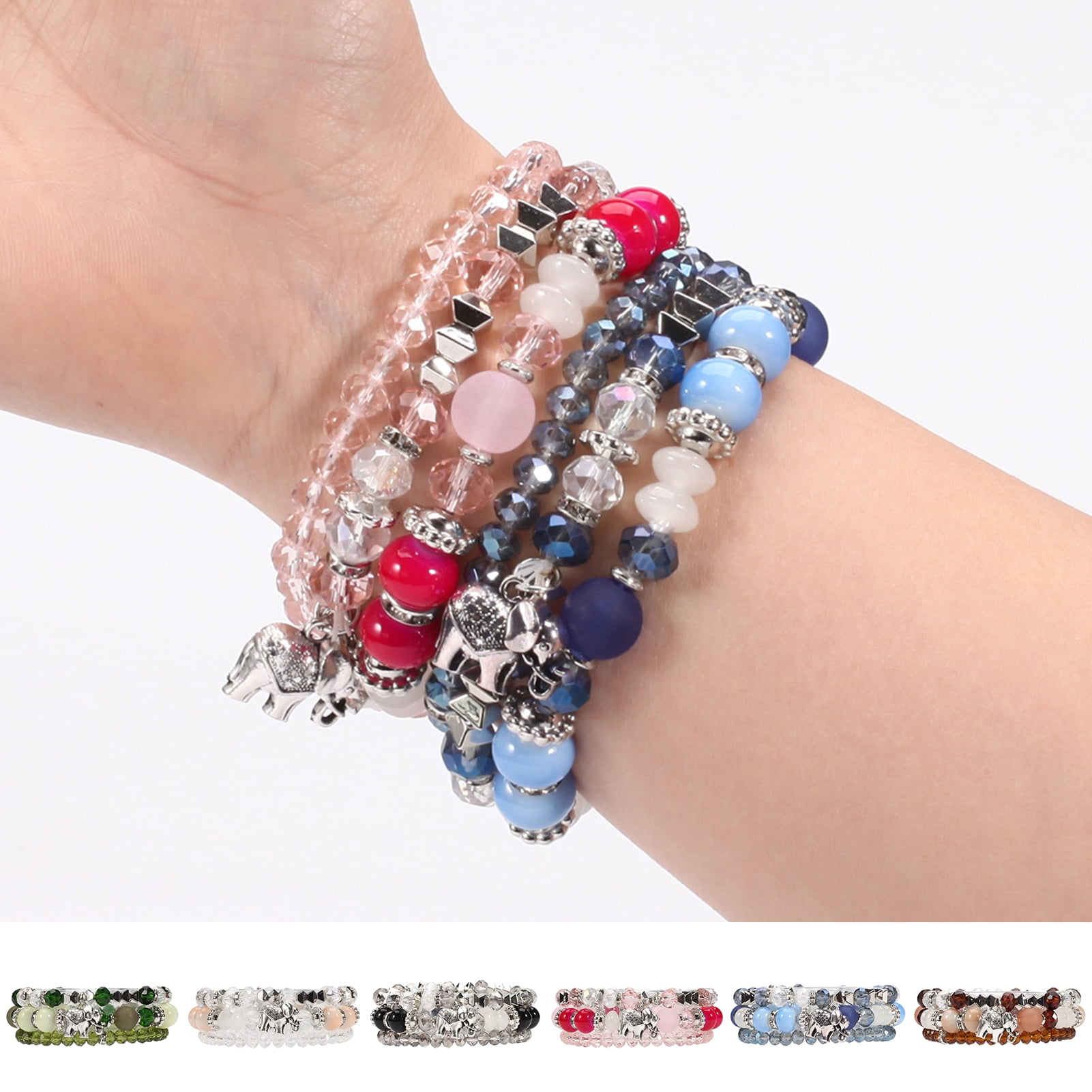 Gwong 3Pcs/Set Elephant Dangle Elastic Rope Female Bracelets Multilayer ... Gwong 3Pcs/Set Elephant Dangle Elastic Rope Female Bracelets Multilayer ...