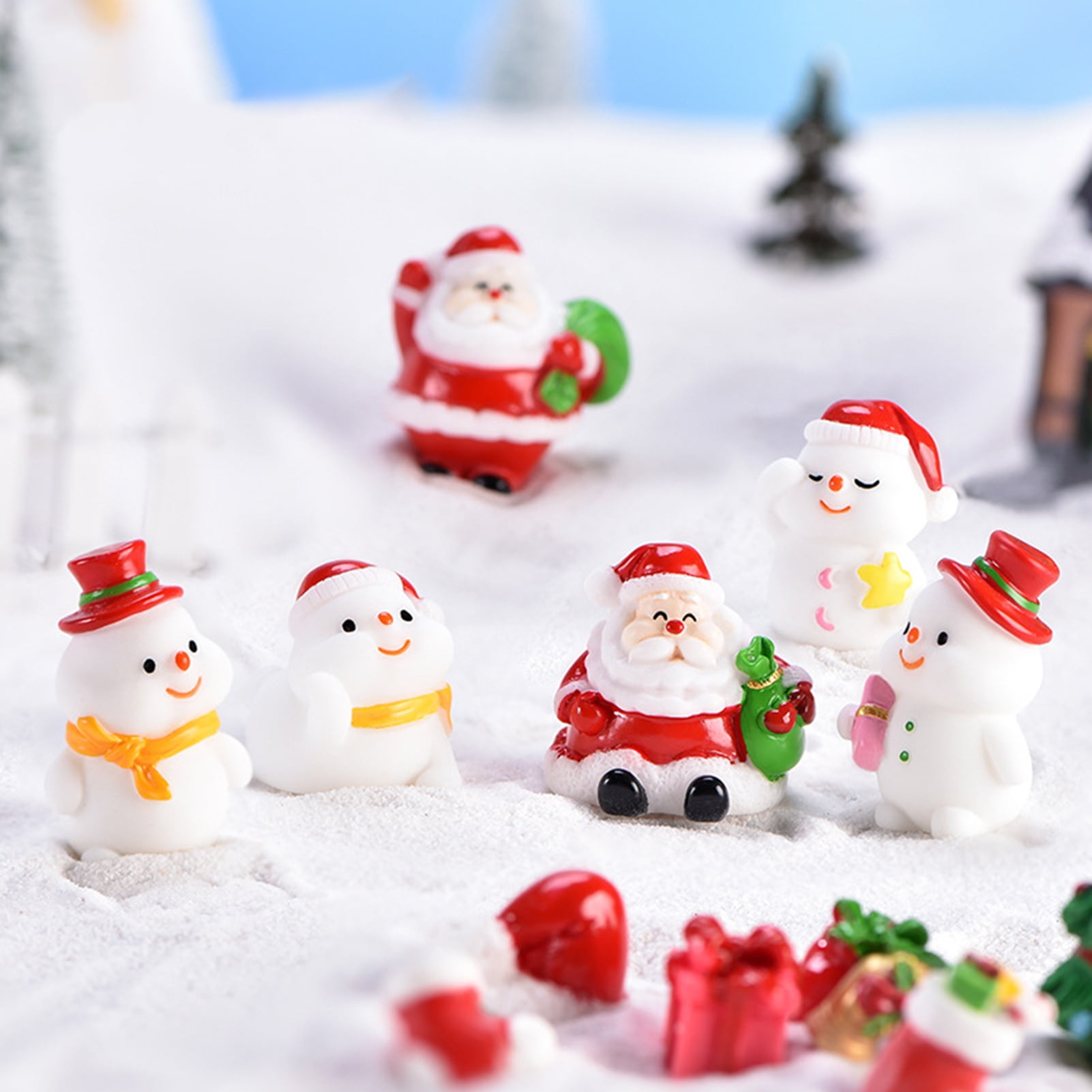 Gwong Adorable Snowman Shape Miniature Statue Decor Beautiful Handmade ...
