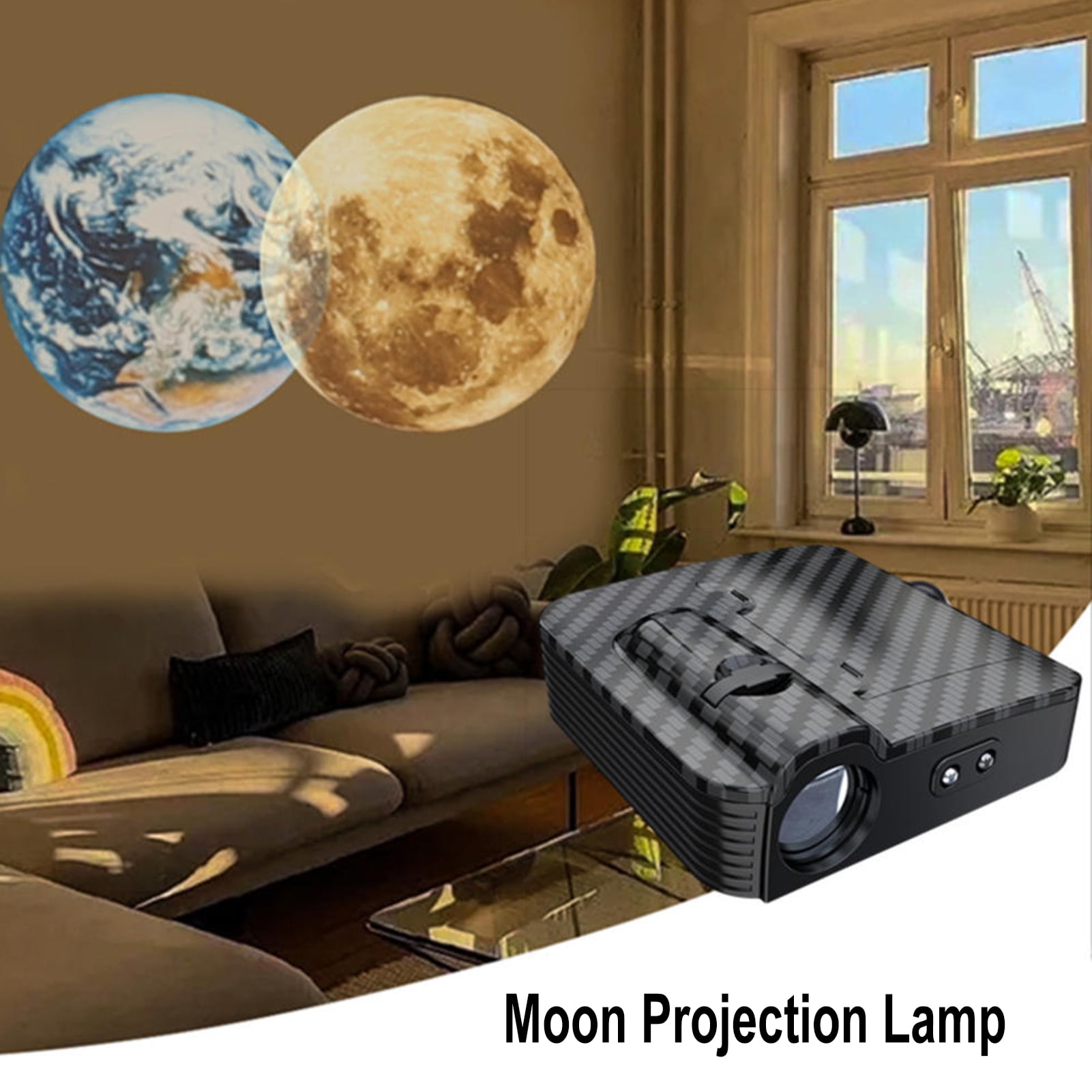 Gwong Moon Projection Lamp Multi-purpose Soft Light Romantic Earth Moon ...