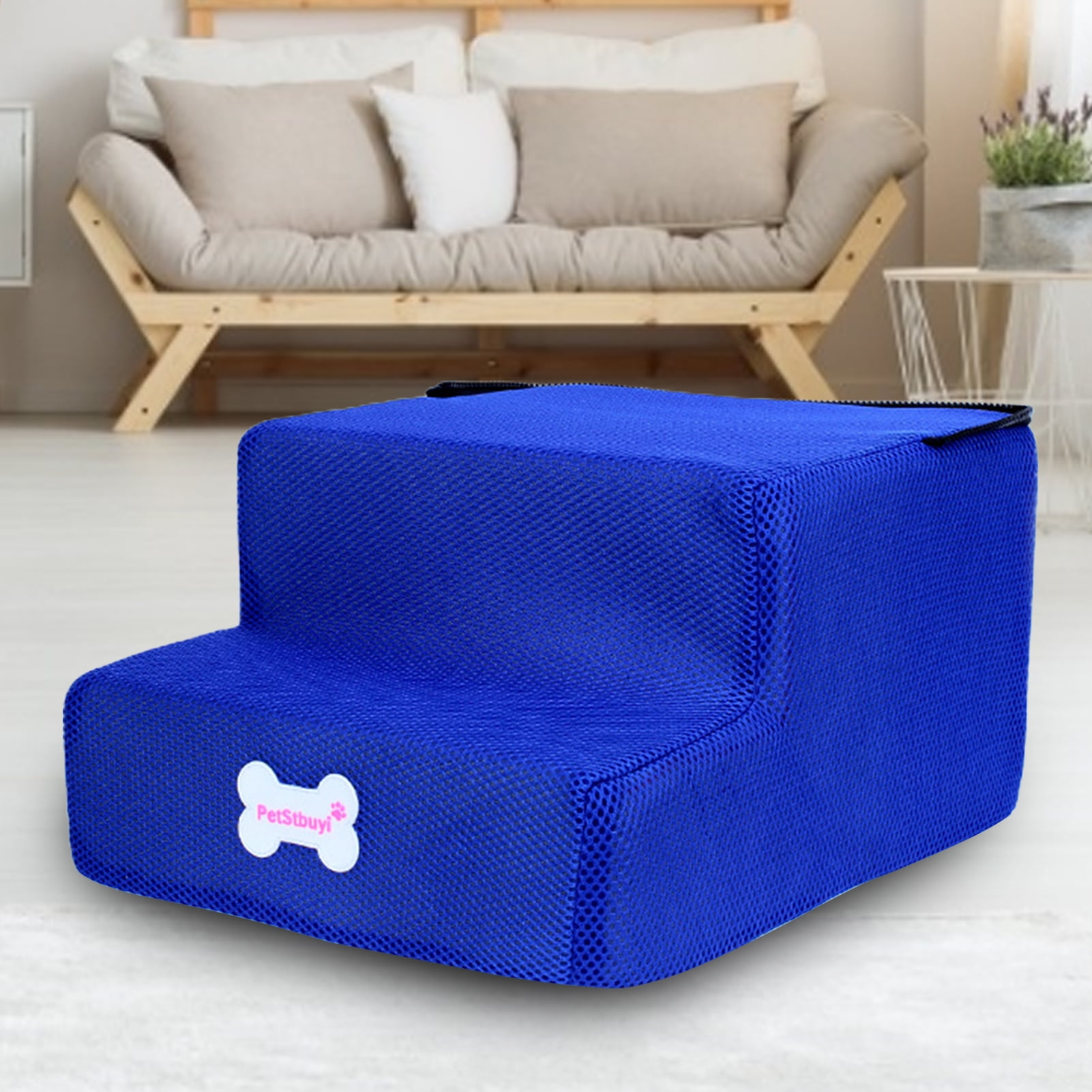 Gwong Pet Ladder 2 Step Non-slip Fabric Sturdy Dog Climbing Ramp for ...