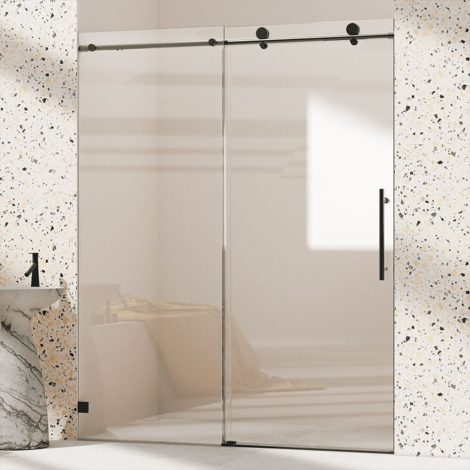 Gxcevsou 56-60" W * 74" H Frameless Single Sliding soft-close Shower Doors, Bathroom Sliding ...