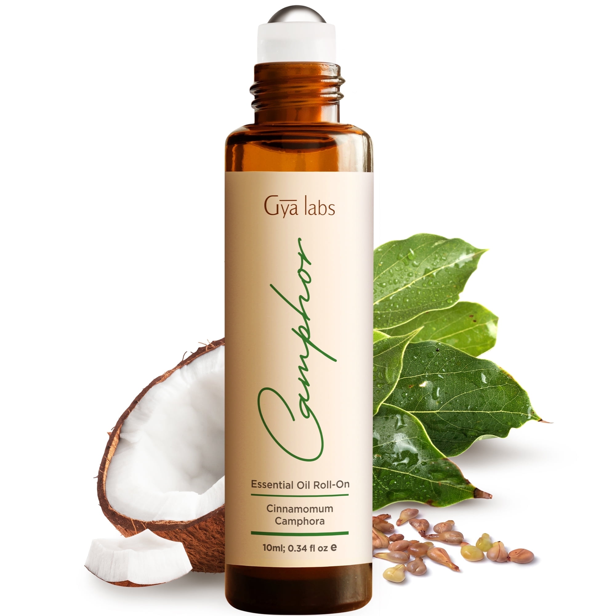 Gya Labs Camphor Essential Oil Roll on for Congestion & Headaches, 0.34 ...