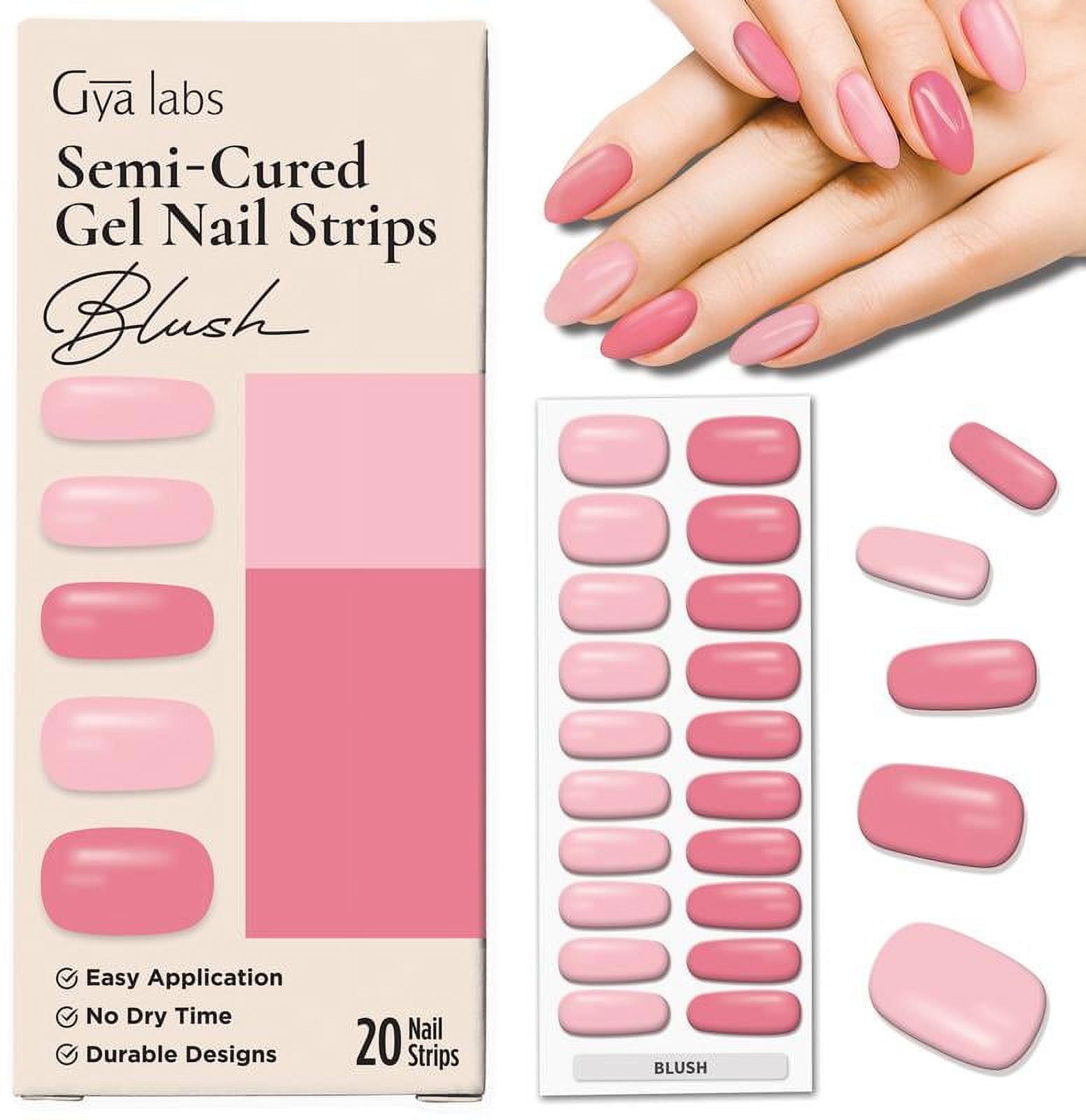 Gya Labs Semi Cured Gel Nail Strips, 20 Pcs Nail Stickers, Long Lasting Blush Nails - Walmart.com
