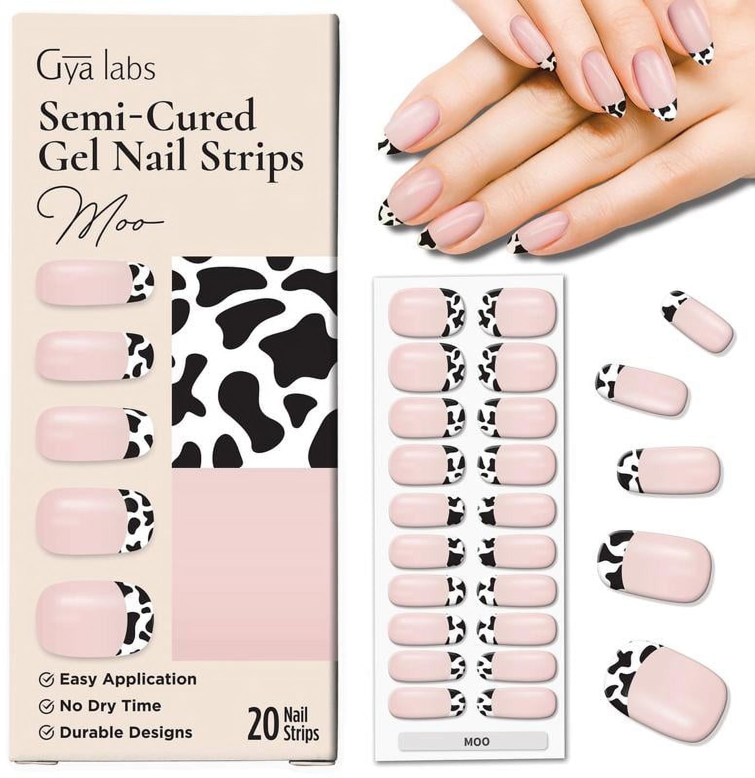 Gya Labs Nail Stickers - Long Lasting Semi Cured Gel Nail Strips (20 ...