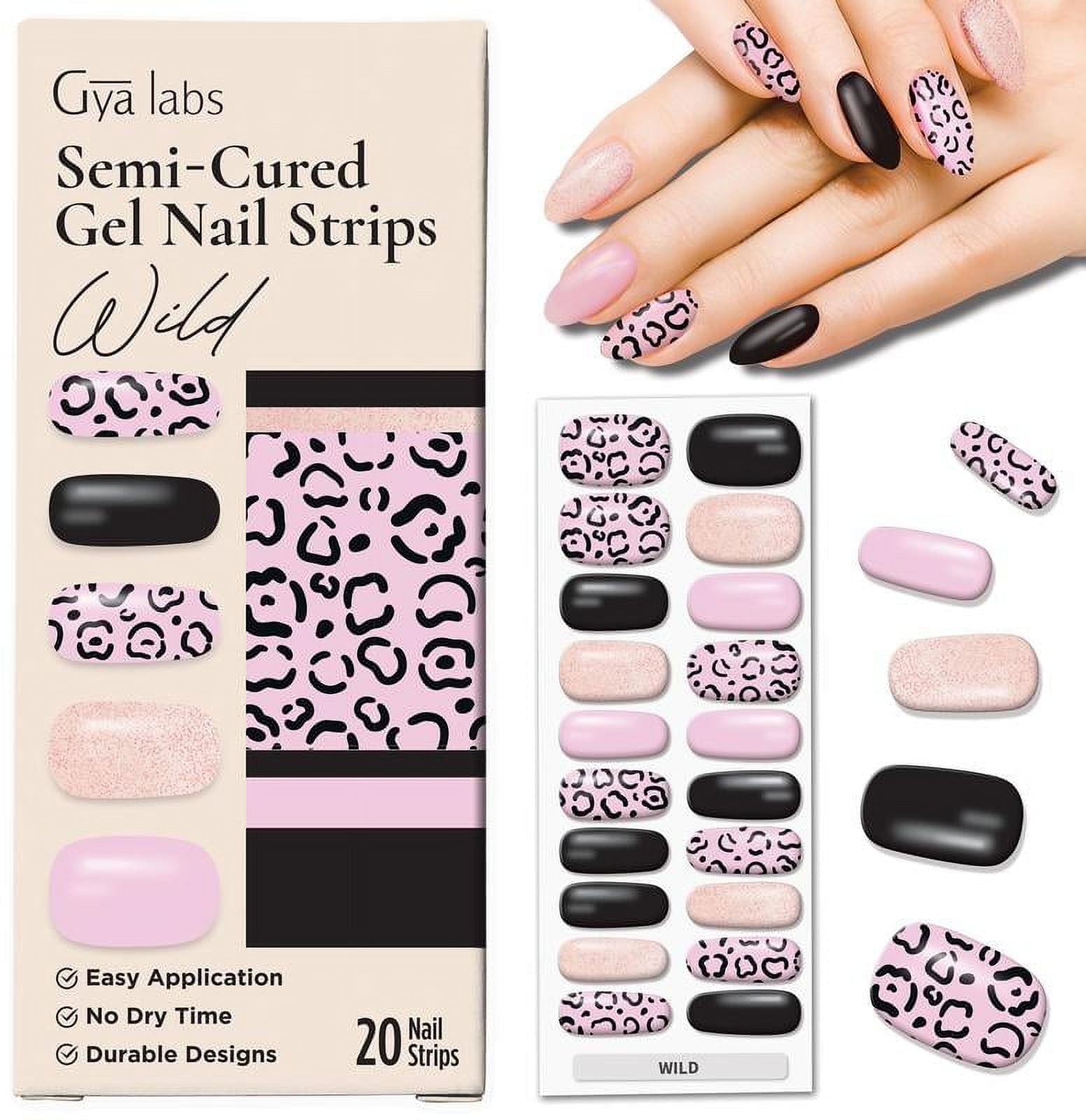 Gya Labs Nail Stickers - Long Lasting Semi Cured Gel Nail Strips (20 ...