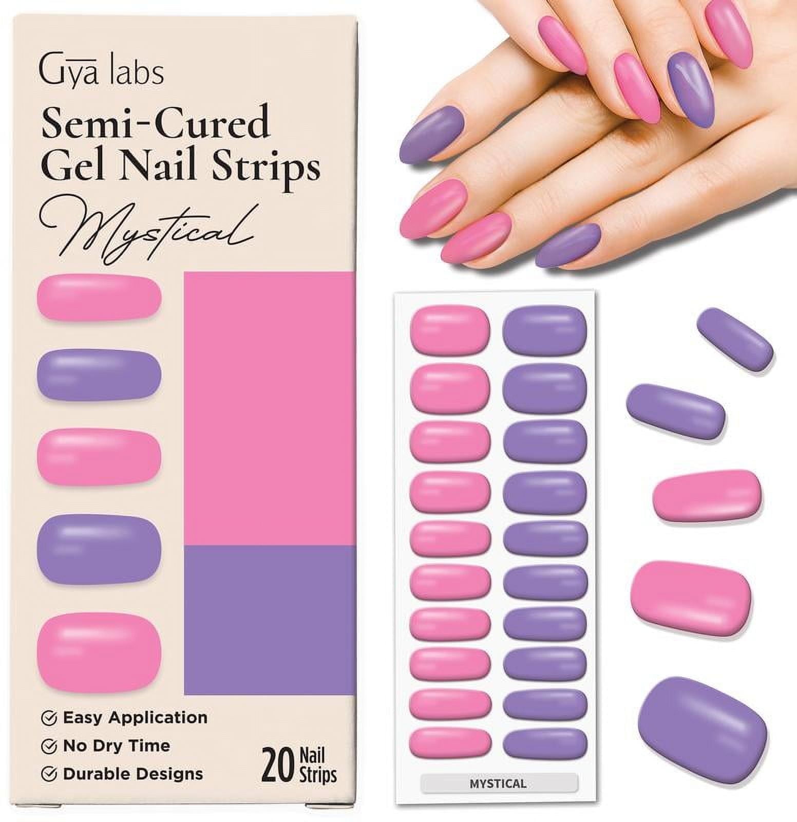 Gya Labs Nail Stickers - Long Lasting Nails for Women - Semi Cured Gel Nail Strips (20 Pcs ...