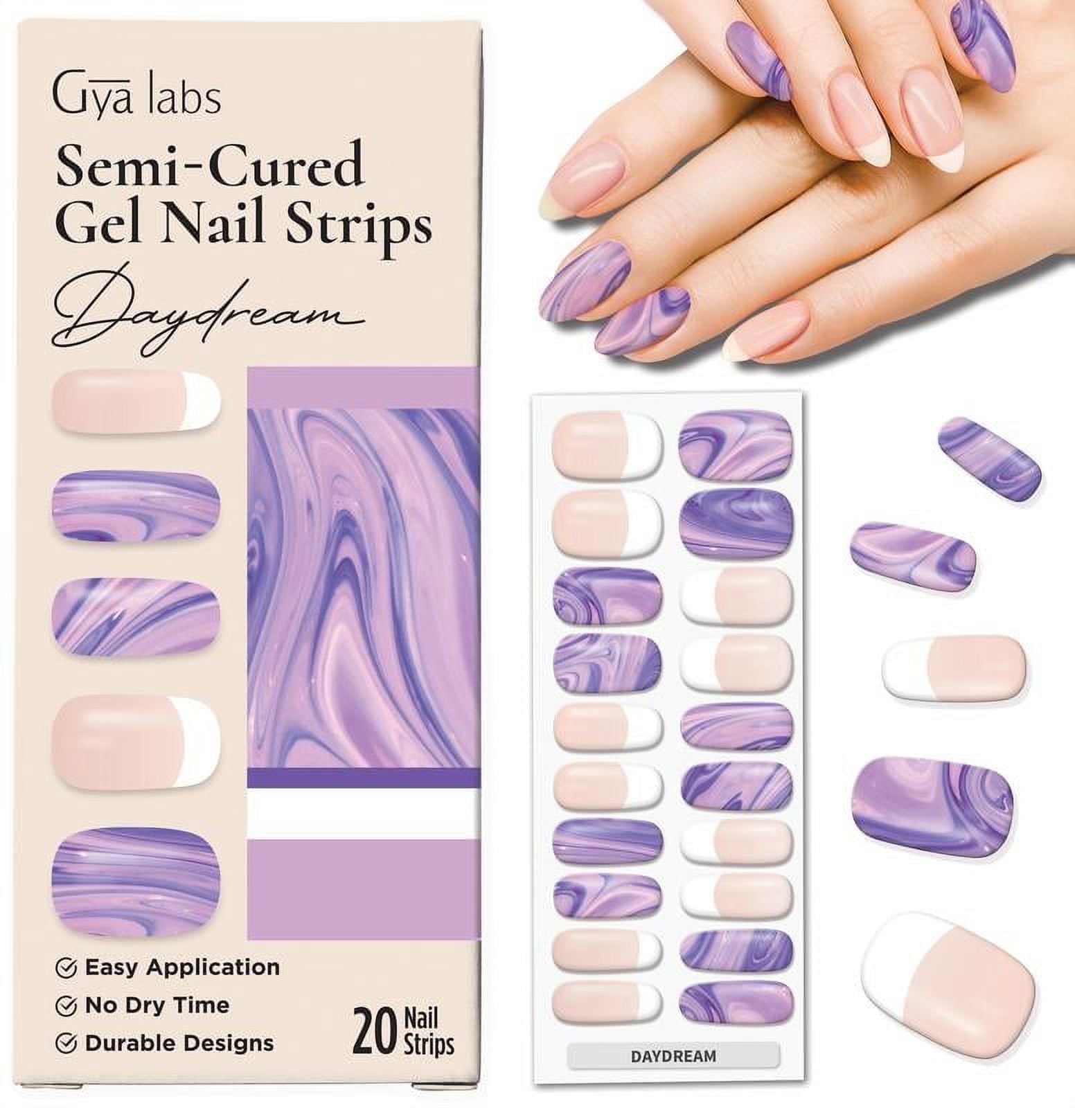 Gya Labs Nail Stickers - Long Lasting Semi Cured Gel Nail Strips (20 ...