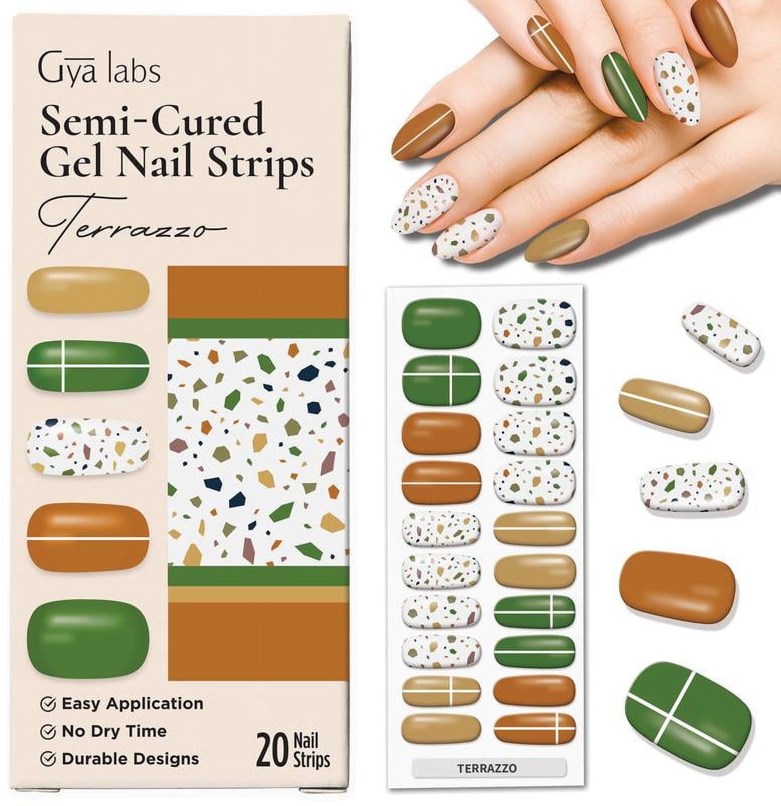 Gya Labs Nail Stickers - Long Lasting Semi Cured Gel Nail Strips (20 ...