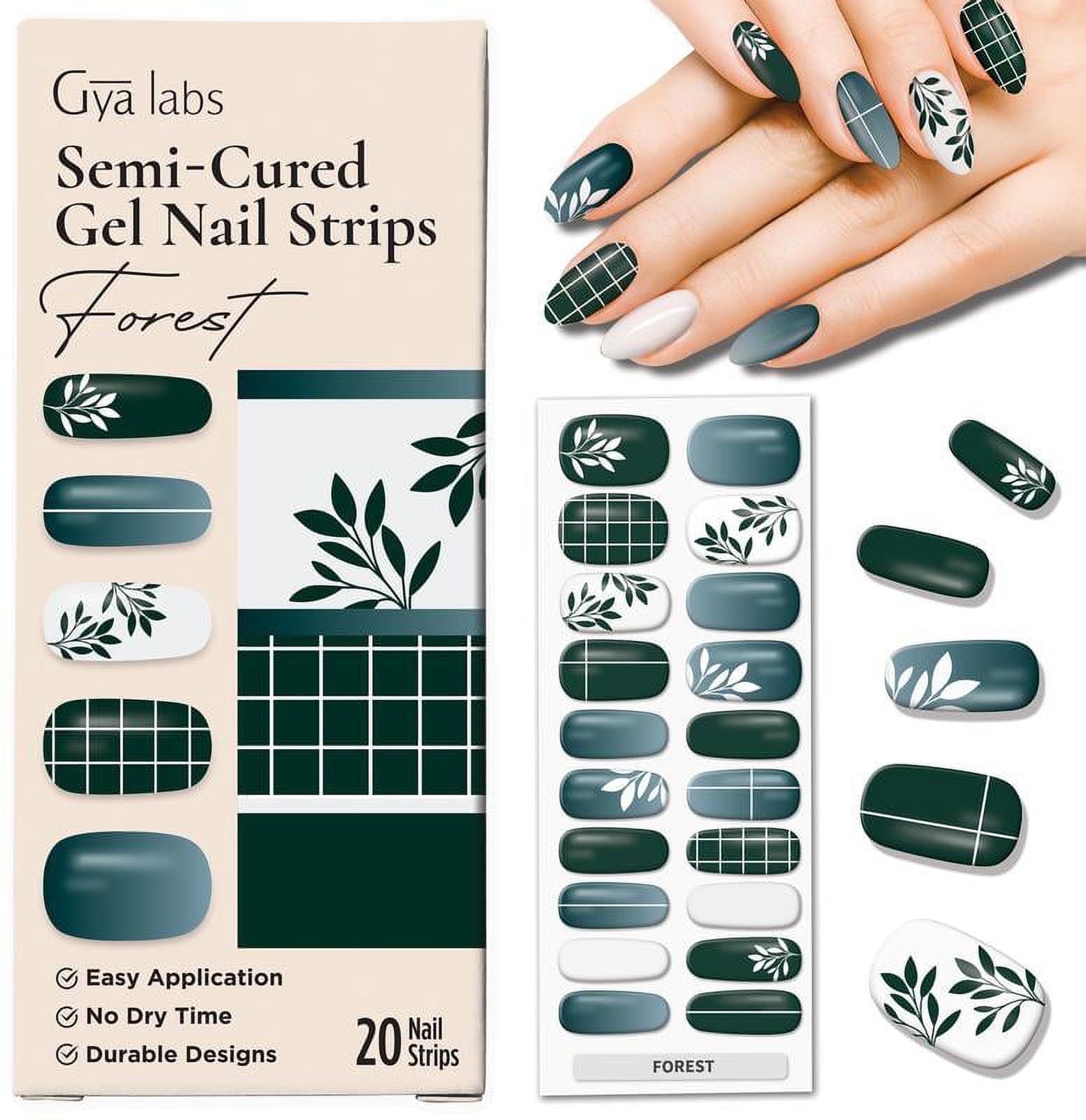 Gya Labs Nail Stickers - Long Lasting Semi Cured Gel Nail Strips (20 ...