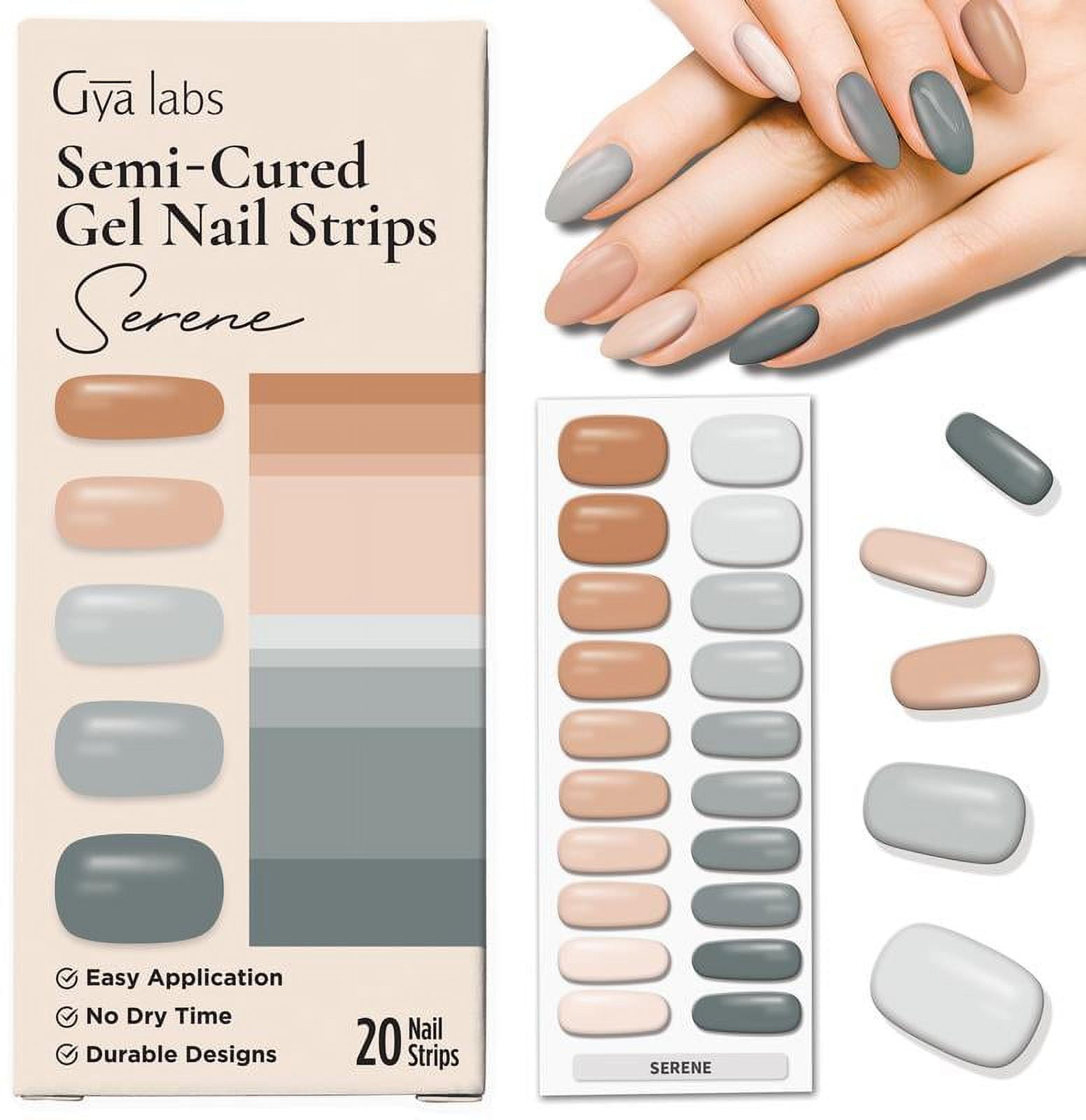 Gya Labs Nail Stickers - Long Lasting Nails for Women - Semi Cured Gel Nail Strips (20 Pcs ...
