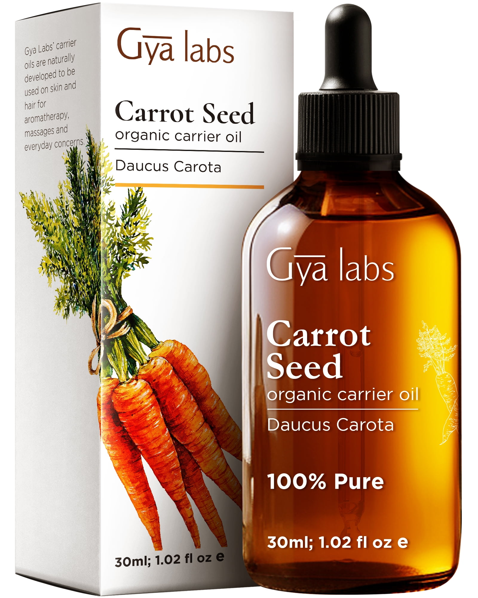 Gya Labs Organic Carrot Seed Oil - Pure, Natural, Cold Pressed for Skin ...