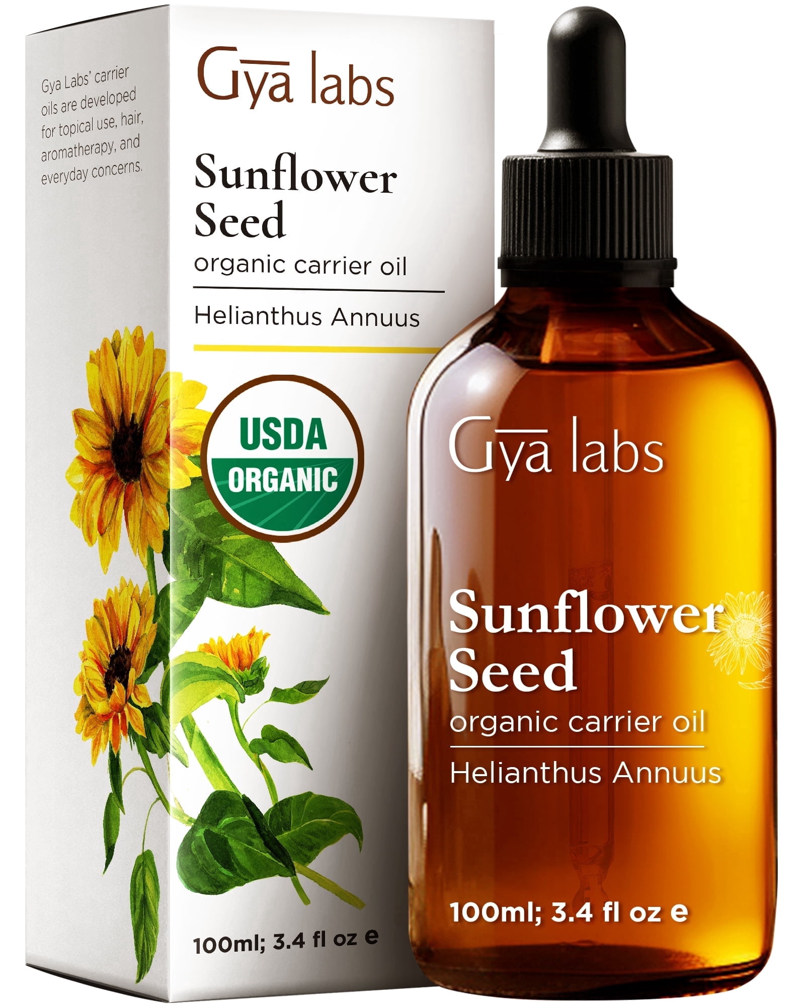 Gya Labs Sunflower Seed Carrier Oil (100ml) for Sensitivity Body, Skin ...