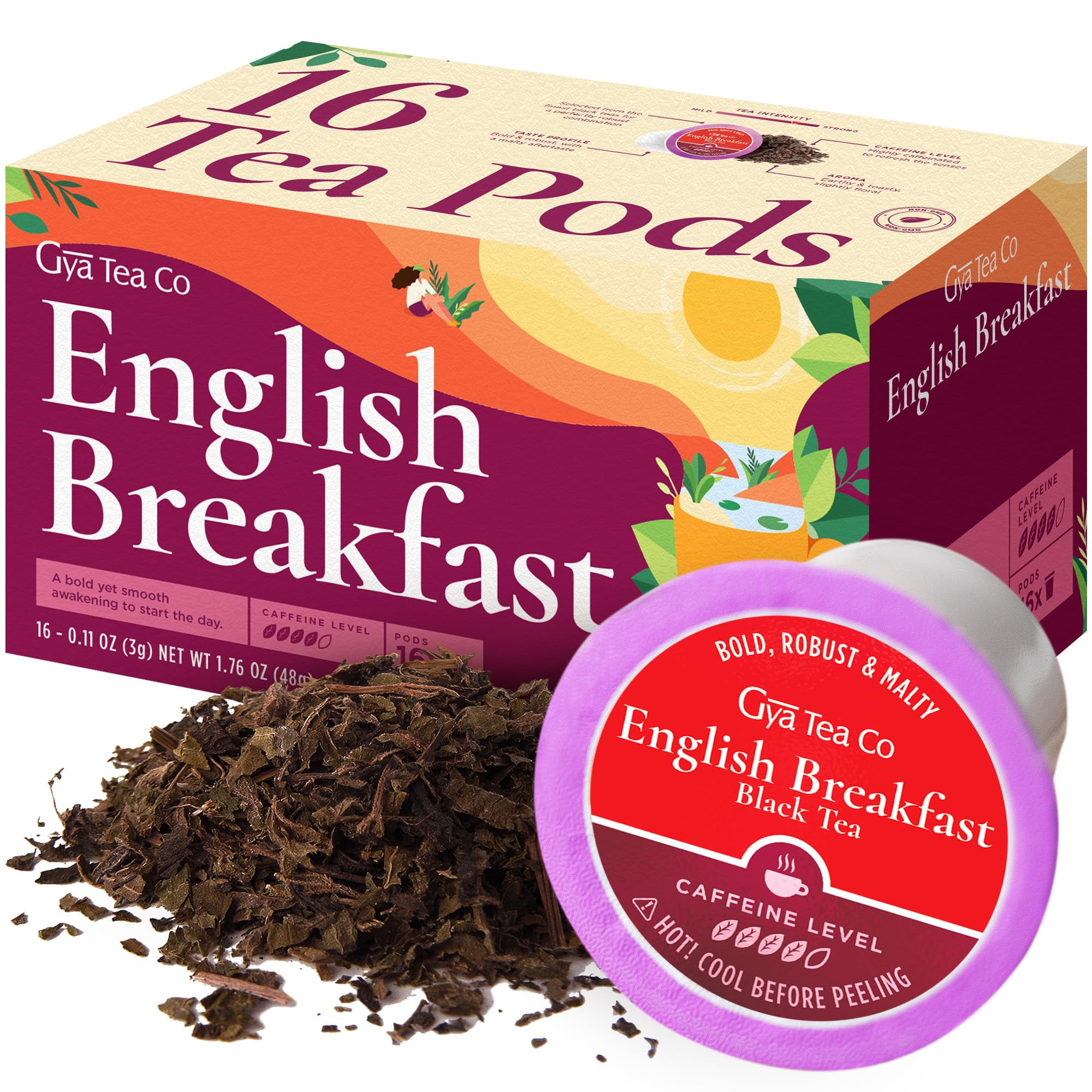 Gya Tea Co AJH3 English Breakfast Black Tea Pod (16 ct) - High Caffeine ...