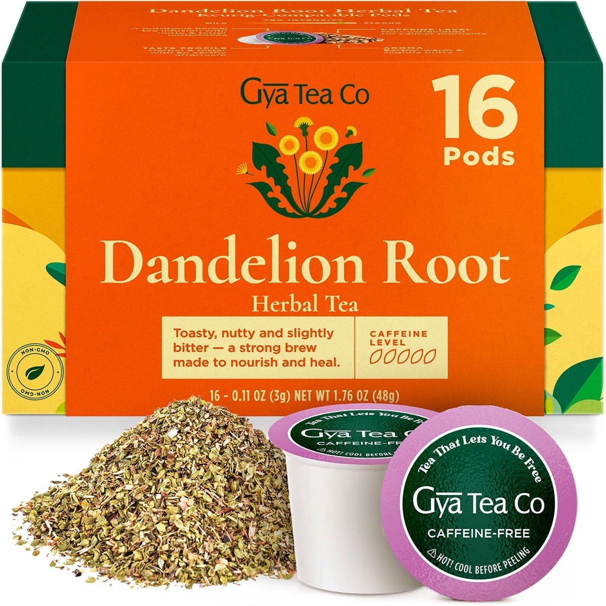 Gya Tea Co Dandelion Leaf and Root Herbal Tea Pod (16 ct) - Decaf ...