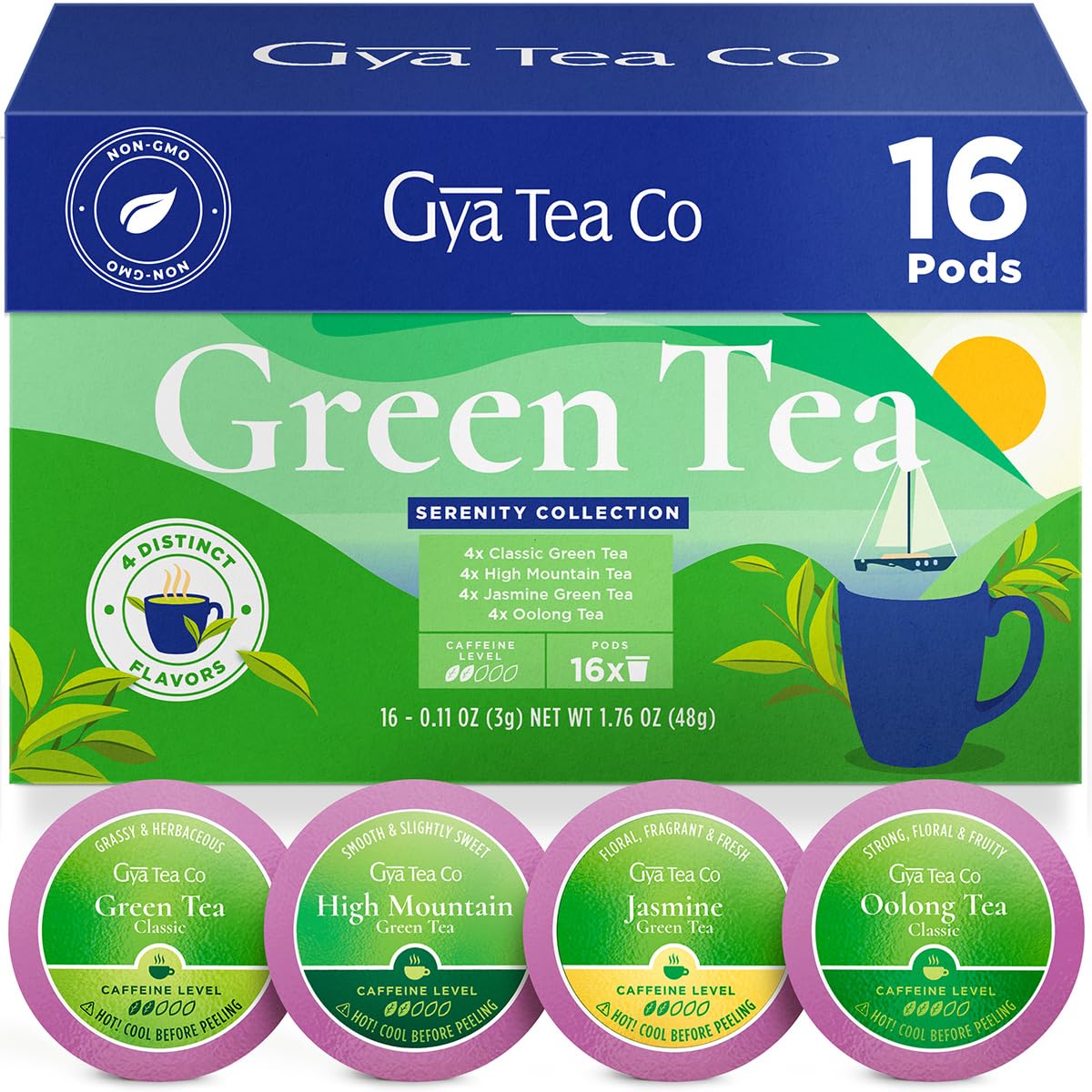 Gya Tea Co Green OKA4 Tea Gift Set (16 ct) - Assorted Tea Pod Variety ...