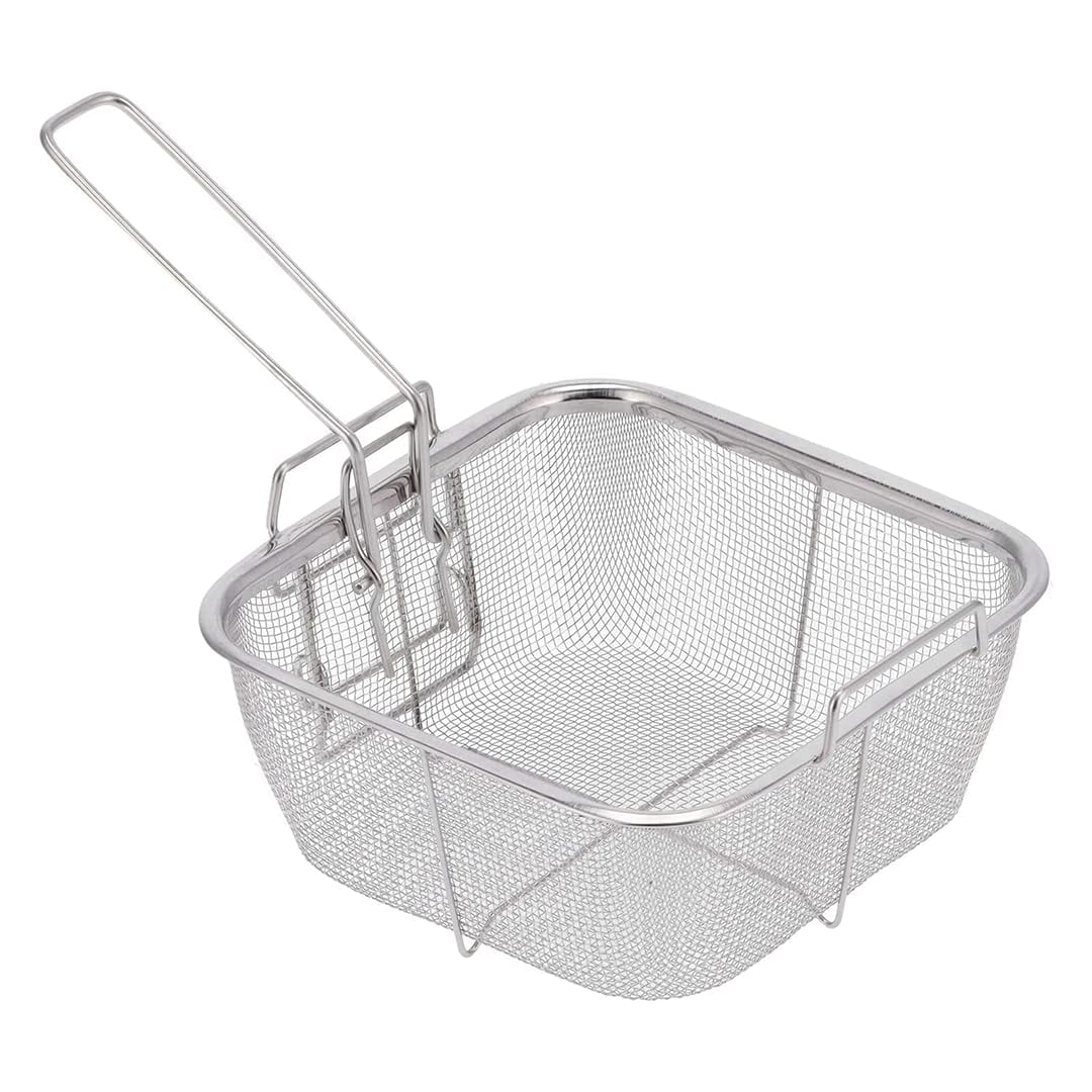 Gyanadh Stainless Steel Square Frying Basket with Folding Handle Deep ...