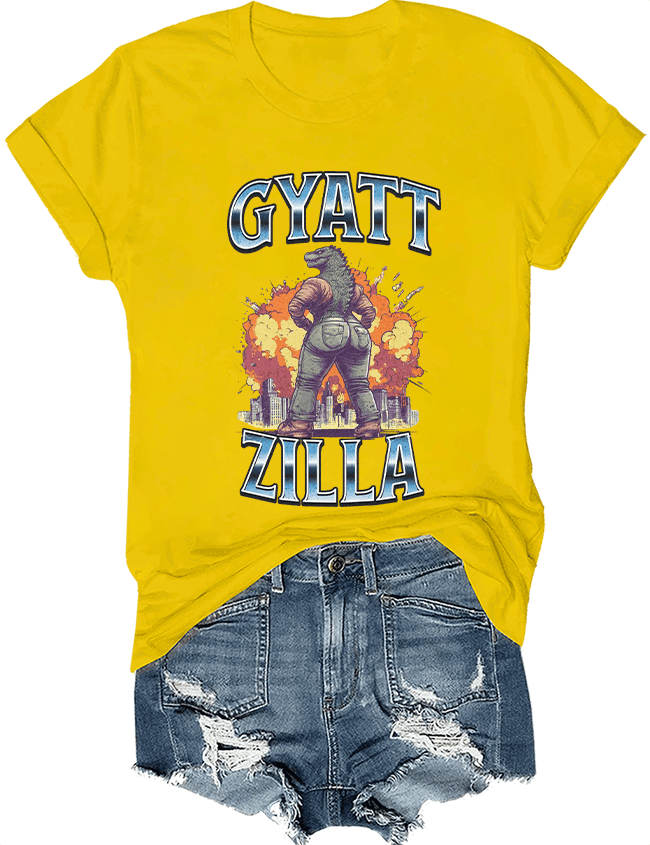 Gyatt Zilla Meme Shirt, Cursed Kaiju TShirt, Funny Godzilla Parody Tee ...