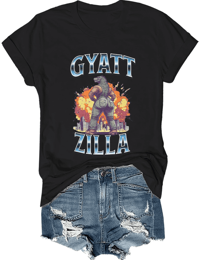Gyatt Zilla Meme Shirt, Cursed Kaiju TShirt, Funny Godzilla Parody Tee ...