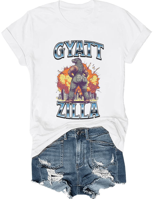 Gyatt Zilla Meme Shirt, Cursed Kaiju TShirt, Funny Godzilla Parody Tee ...