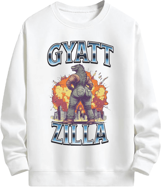 Gyatt Zilla Meme Sweatshirt, Cursed Kaiju Sweatshirt, Funny Godzilla ...