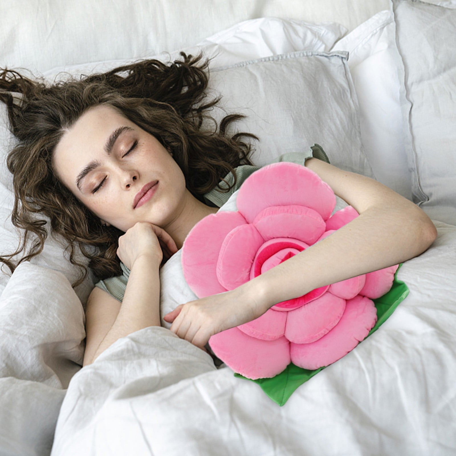 Gyedtr 16 Inch Rose Shaped Throw Pillows Flower Faux Plush Rose Pillows ...