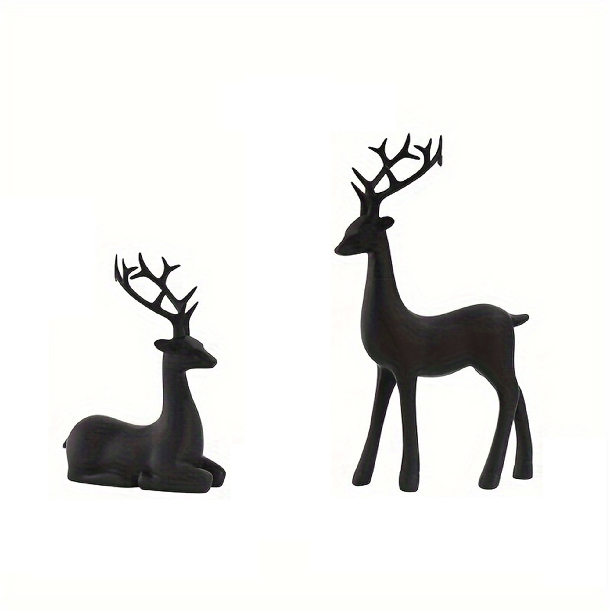 Gyedtr 2pcs Christmas Reindeer Resin Sculpture Couple Deer Figurine ...