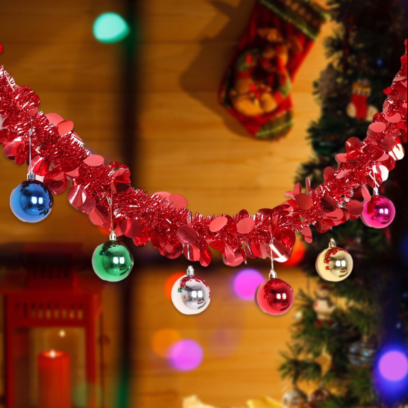 Gyedtr 67 In Pre-lit Christmas Garland with Ball Shiny Christmas ...