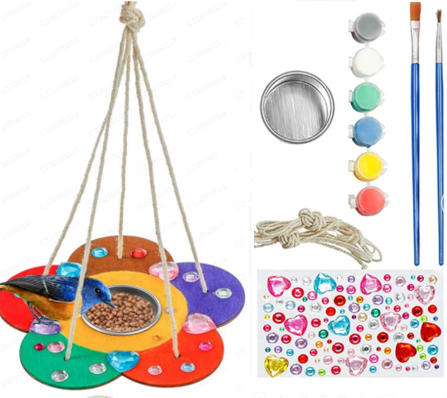 Gyedtr DIY Outdoor Bird Feeder - Wooden Painting Set with 3 Flower ...