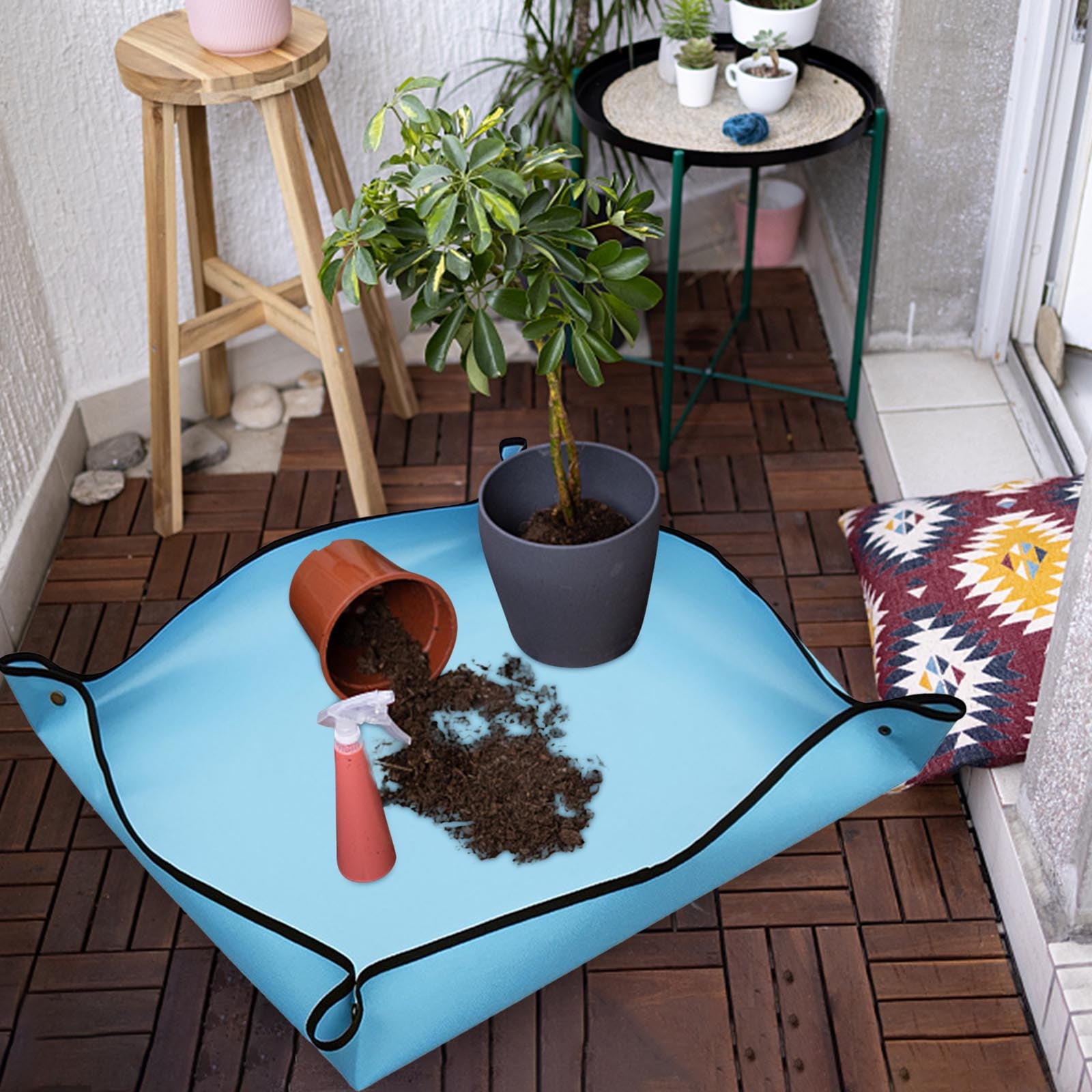 Gyedtr PVC Gardening Mat with Copper Buckle - Large, PE Plant Potting ...
