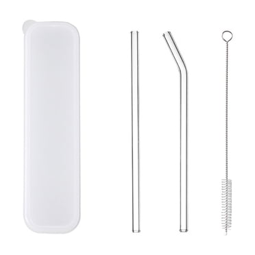Reusable Straws: 8 Reusable Glass Straws, Straw Cleaning Brush in 2 ...