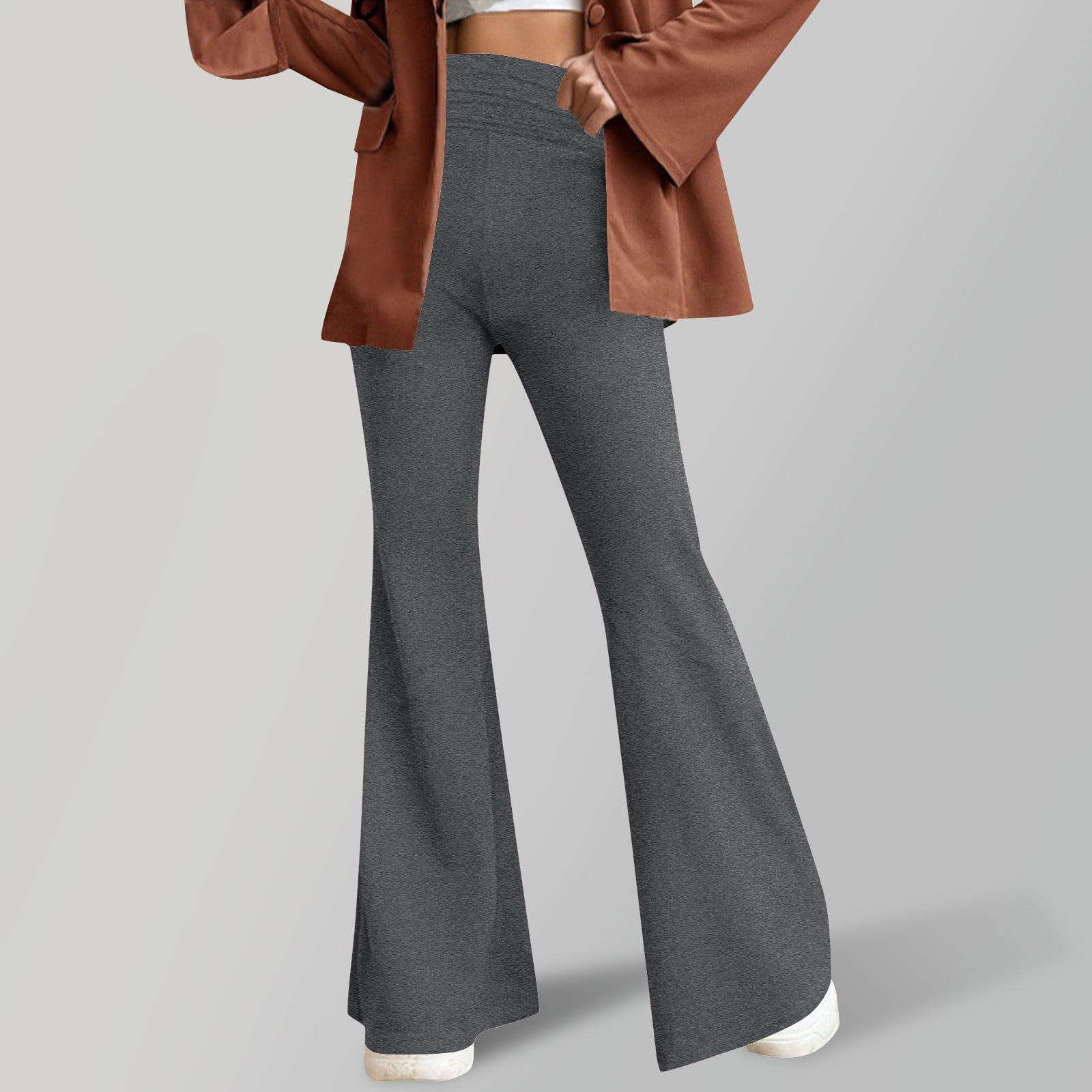 Gyedtr Women Casual Yoga Women's High-Waisted Flared Pants, Stretchy ...
