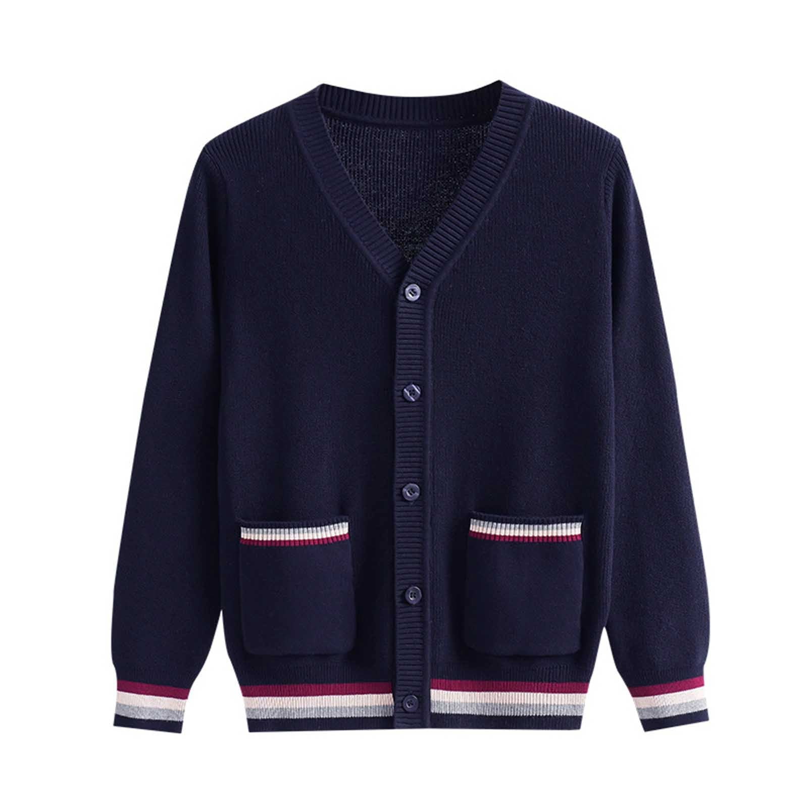 Gyexs Boys British Style Knitted Cardigan School Coat Classic College ...
