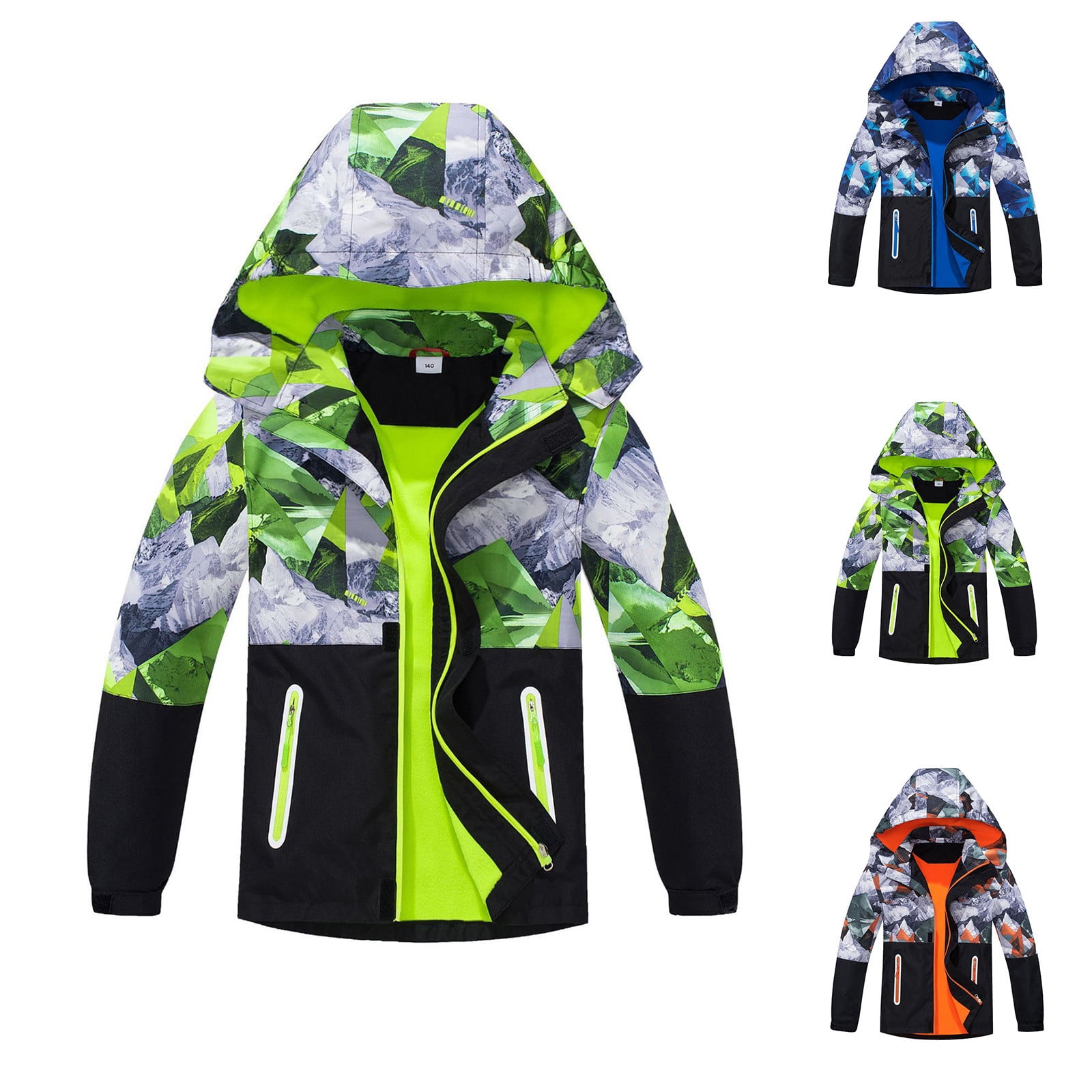 Gyexs Boys Girls Long Sleeve Rain Jackets Lightweight Waterproof Hooded Raincoats Windbreakers ...