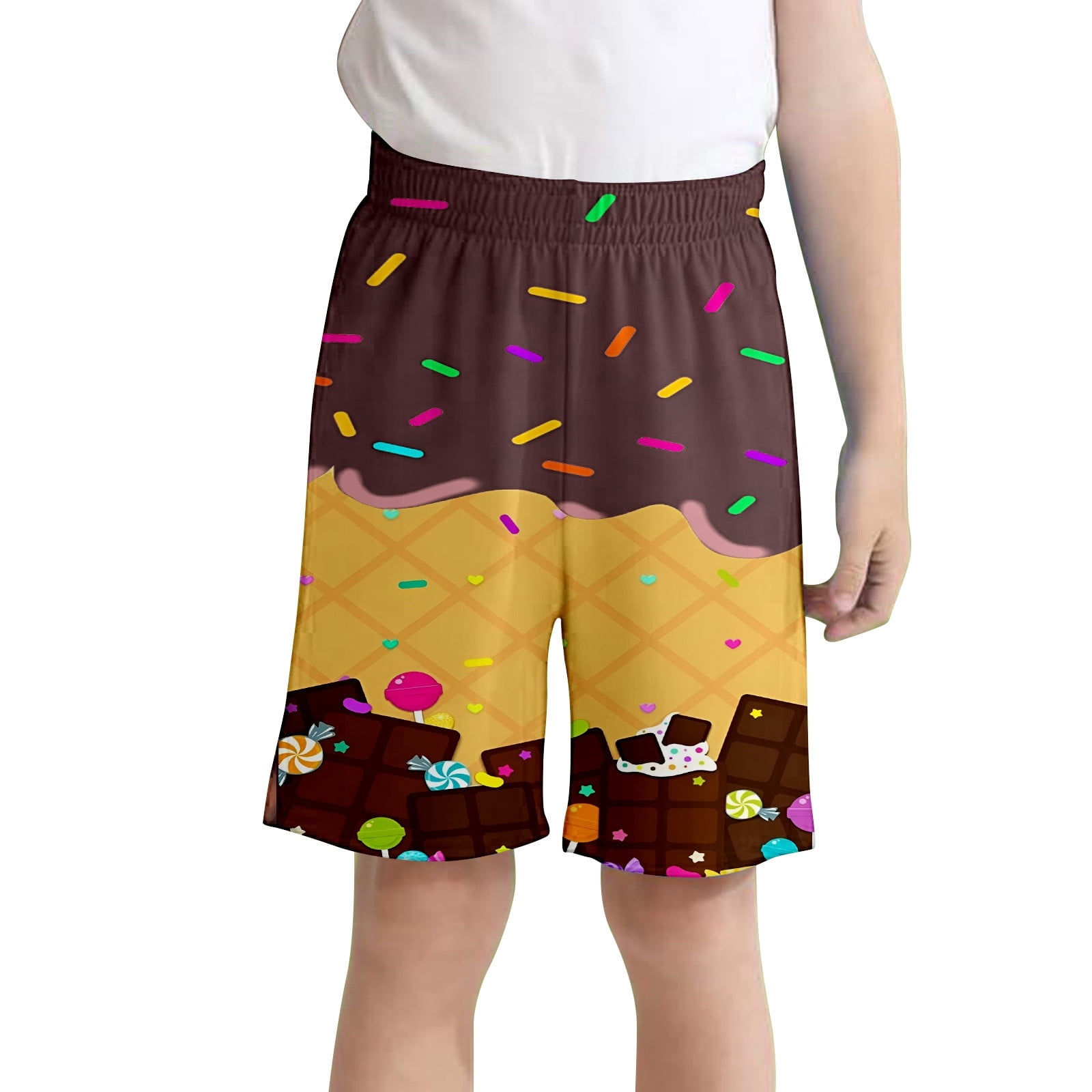 Gyexs Boys Ice Cream Shorts Summer Cool Cute Preppy Shorts Youth ...