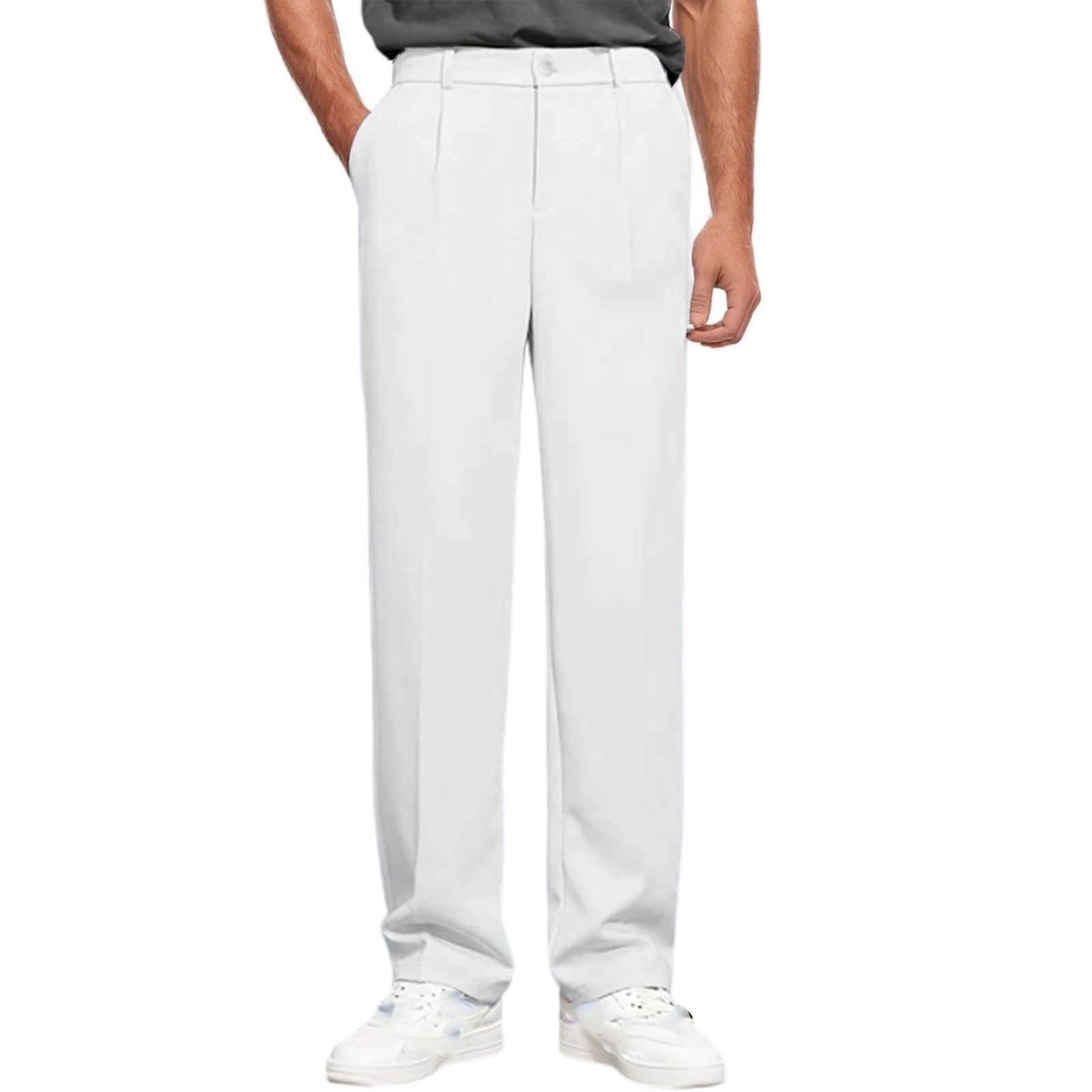 Gyexs Dress Pants for Men Straight Fit Elastic Waist Pants for Senior ...