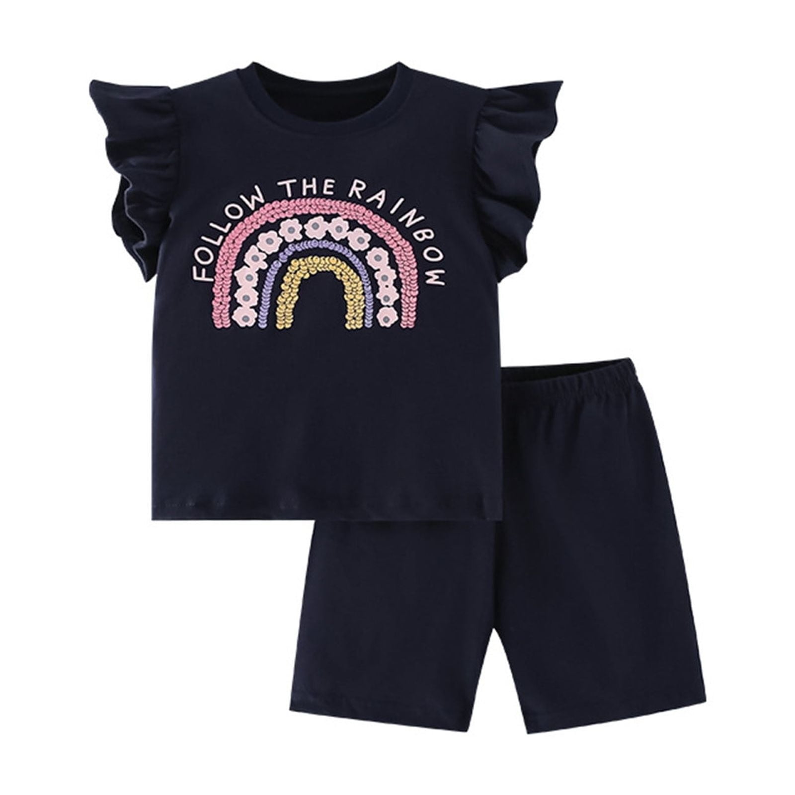 Gyexs Girls Black Tank Top Set 12-24 Months Cute Cartoon Printed ...