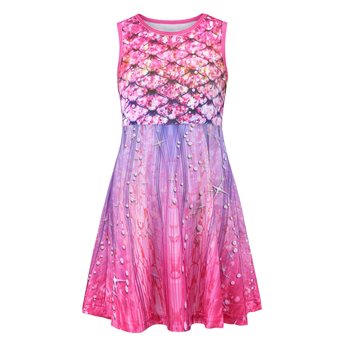 Gyexs Girls Sleeveless Dress Size 7-8 Round Neck Floral Printed ...