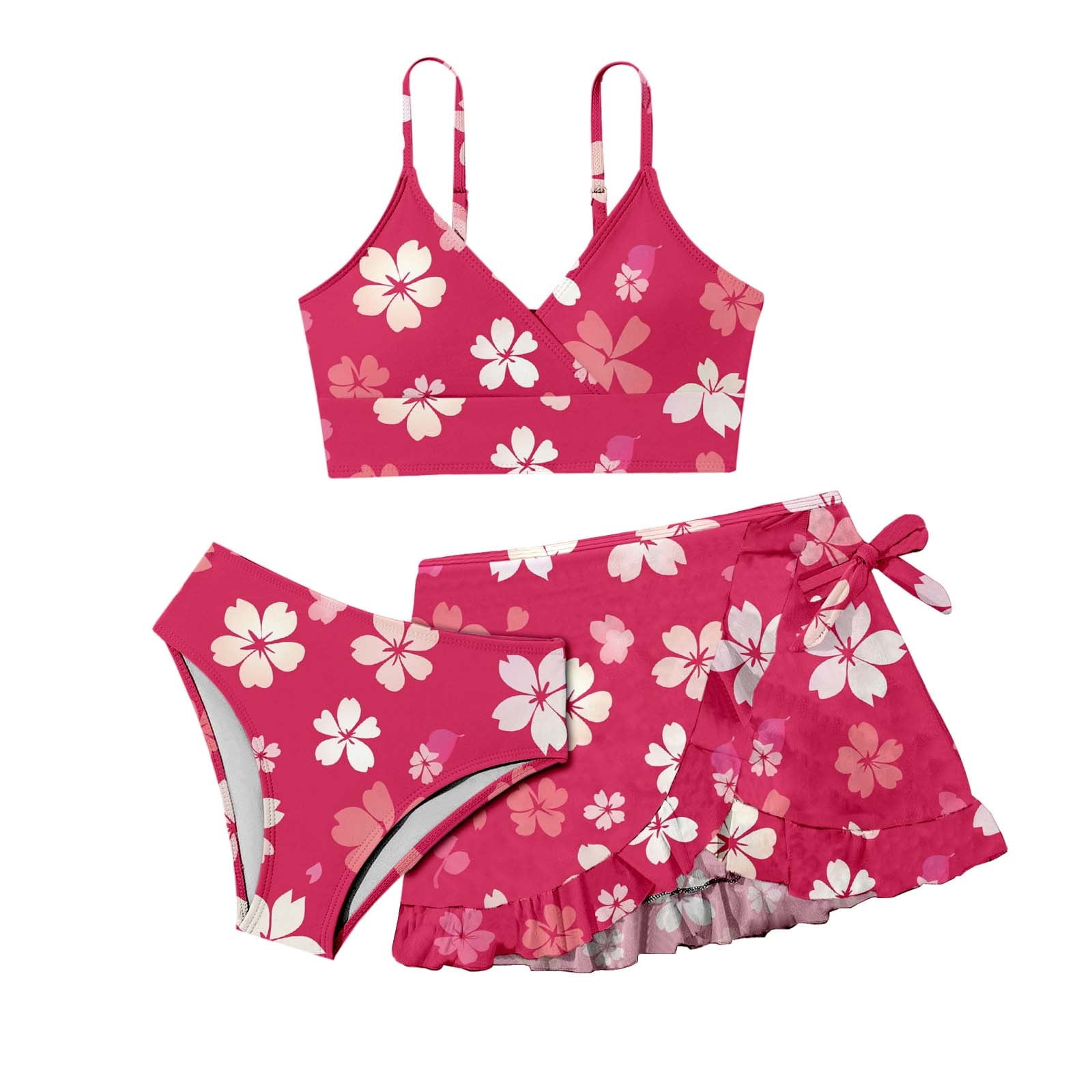 Gyexs Girls Swimsuits Size 15-16 Bathing Suit 3 Piece Cute Floral ...