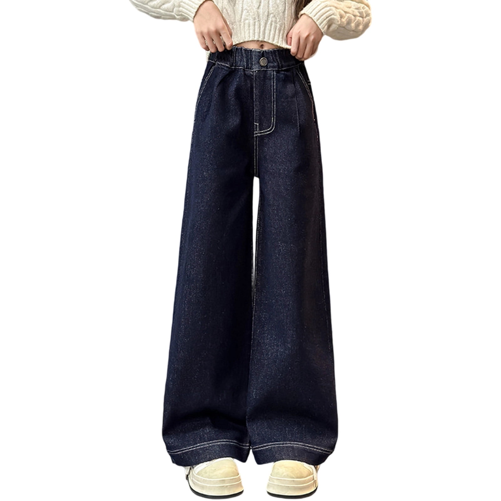 Gyexs Girls Wide Leg Jeans Size 11-12 Baggy Stretchy Wide Leg ...